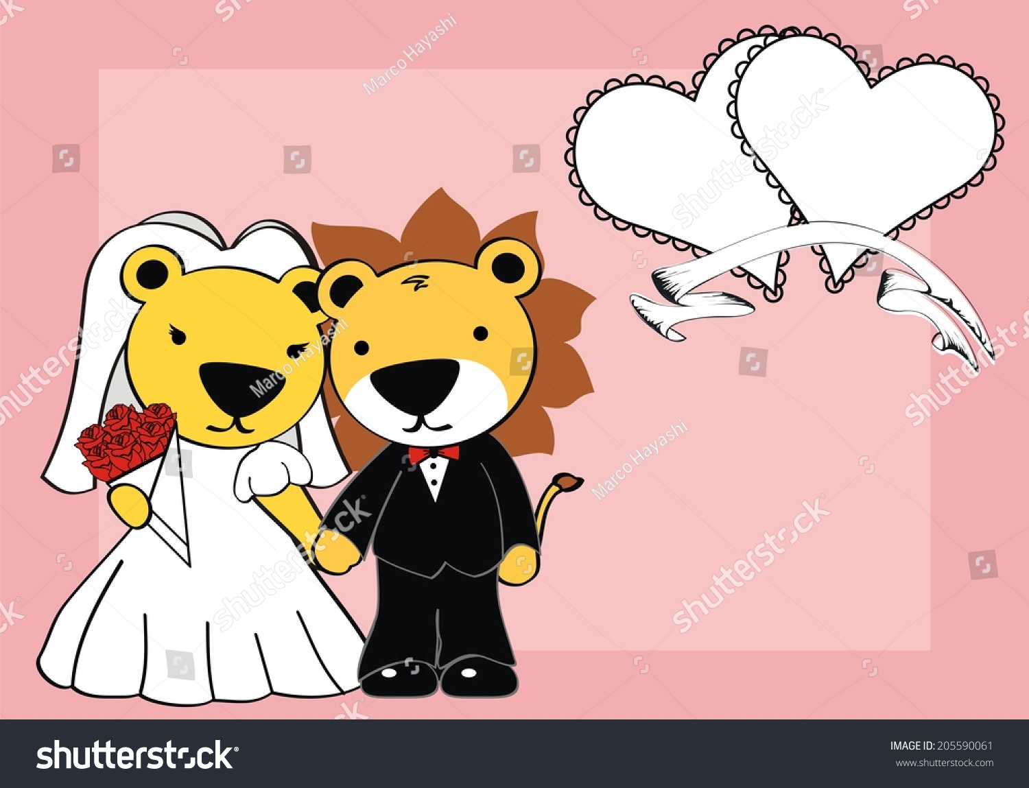 Lion Married Cartoon Background Vector Format Stock Vector (Royalty ...