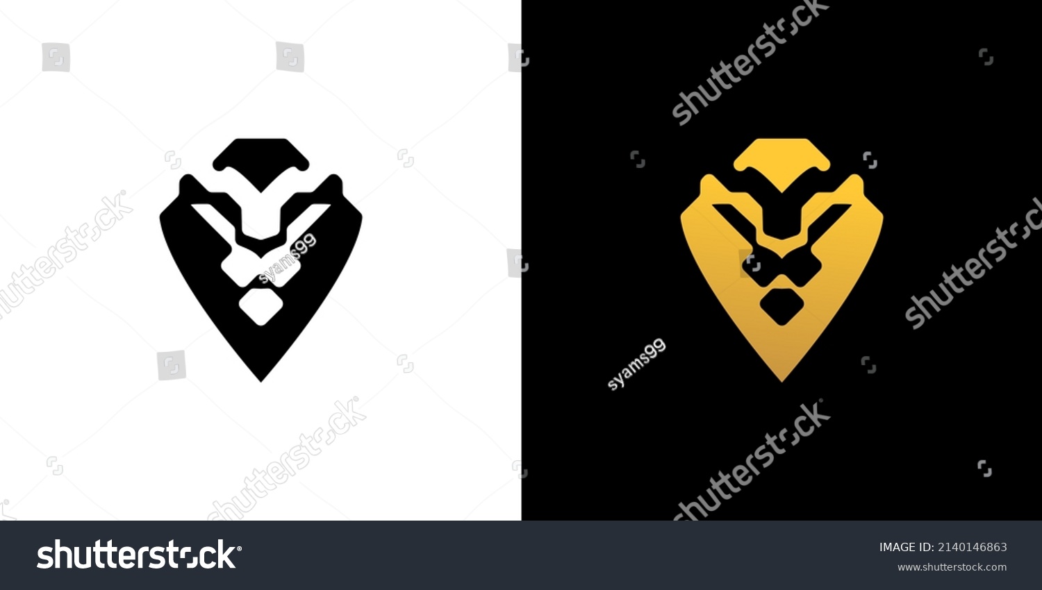 Lion Negative Space Logo Monogram Stock Vector (Royalty Free ...