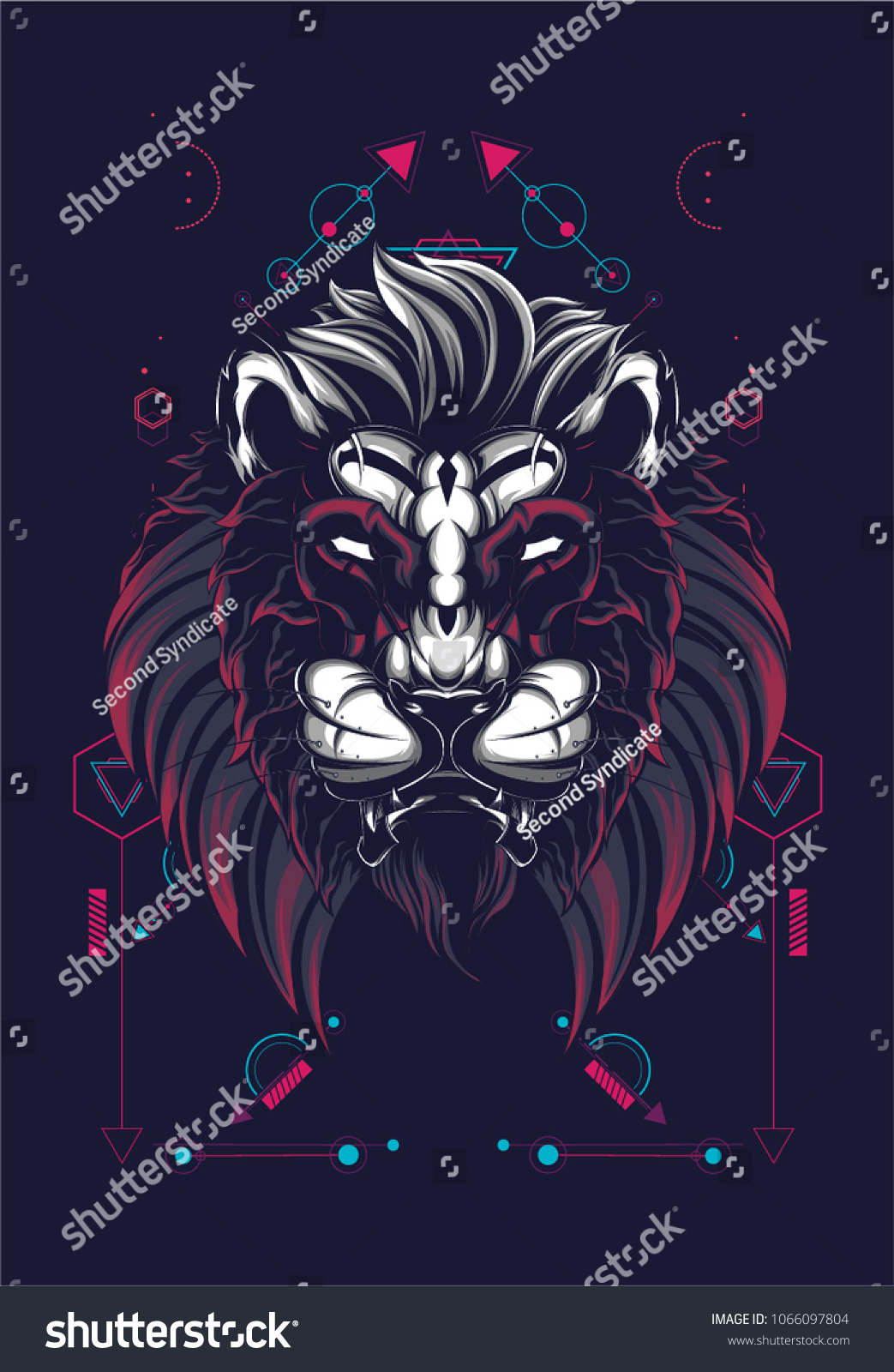 Lion Sacred Geometry: vector de stock (libre de regalías) 1066097804 ...