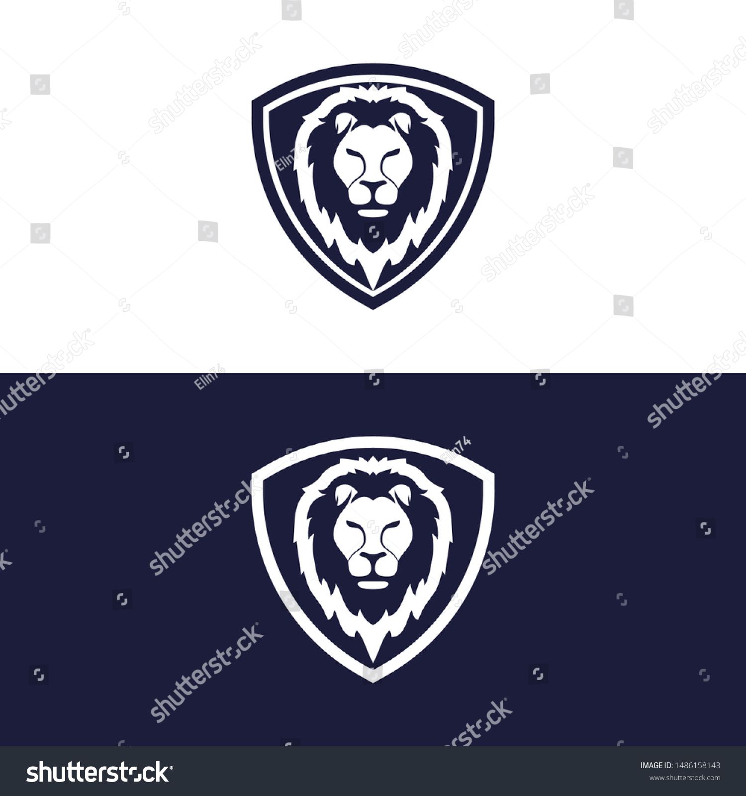 Lion Shield Security Emblem Logo Stock Vector (Royalty Free) 1486158143
