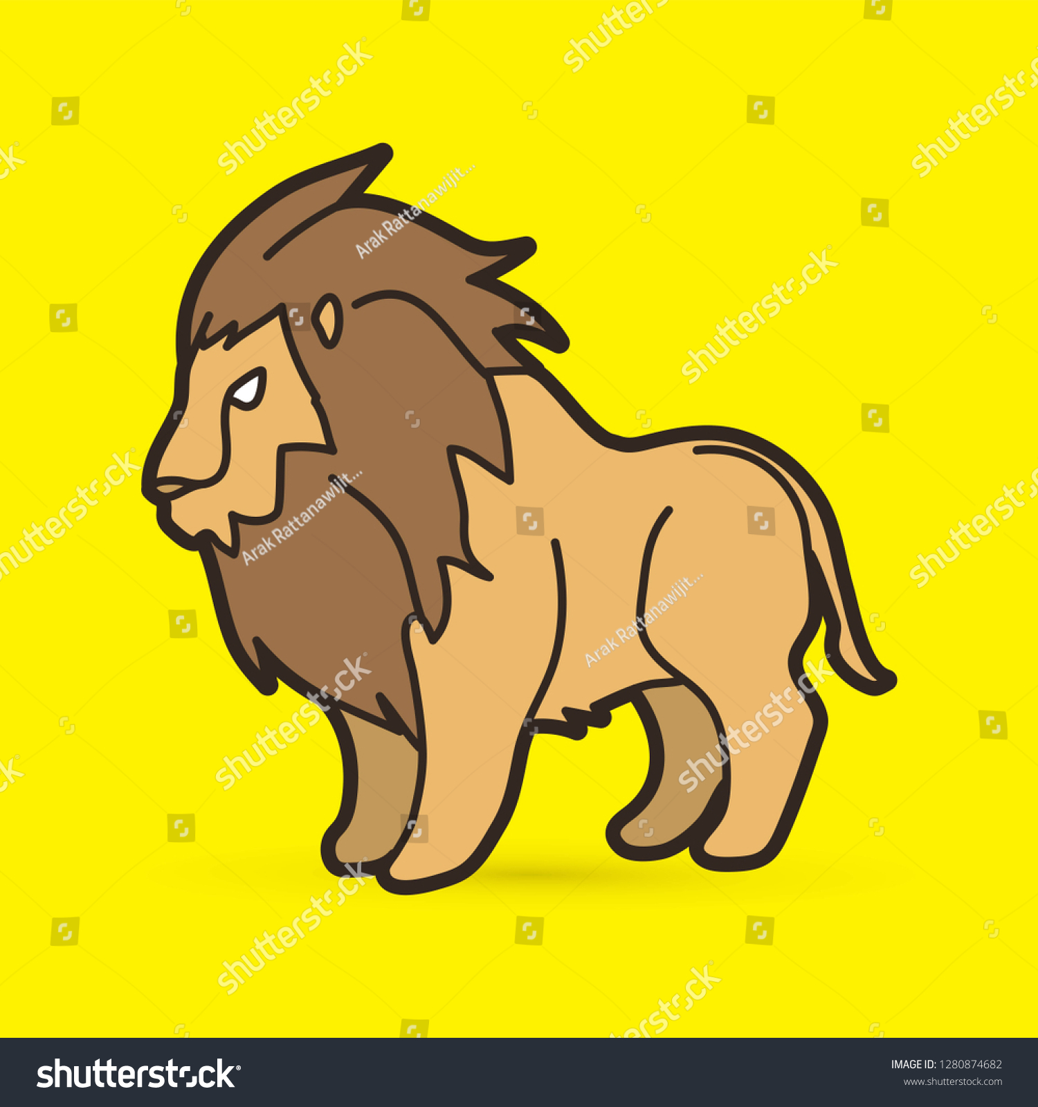 Lion Standing Side View Graphic Vector Stock Vector (Royalty Free ...