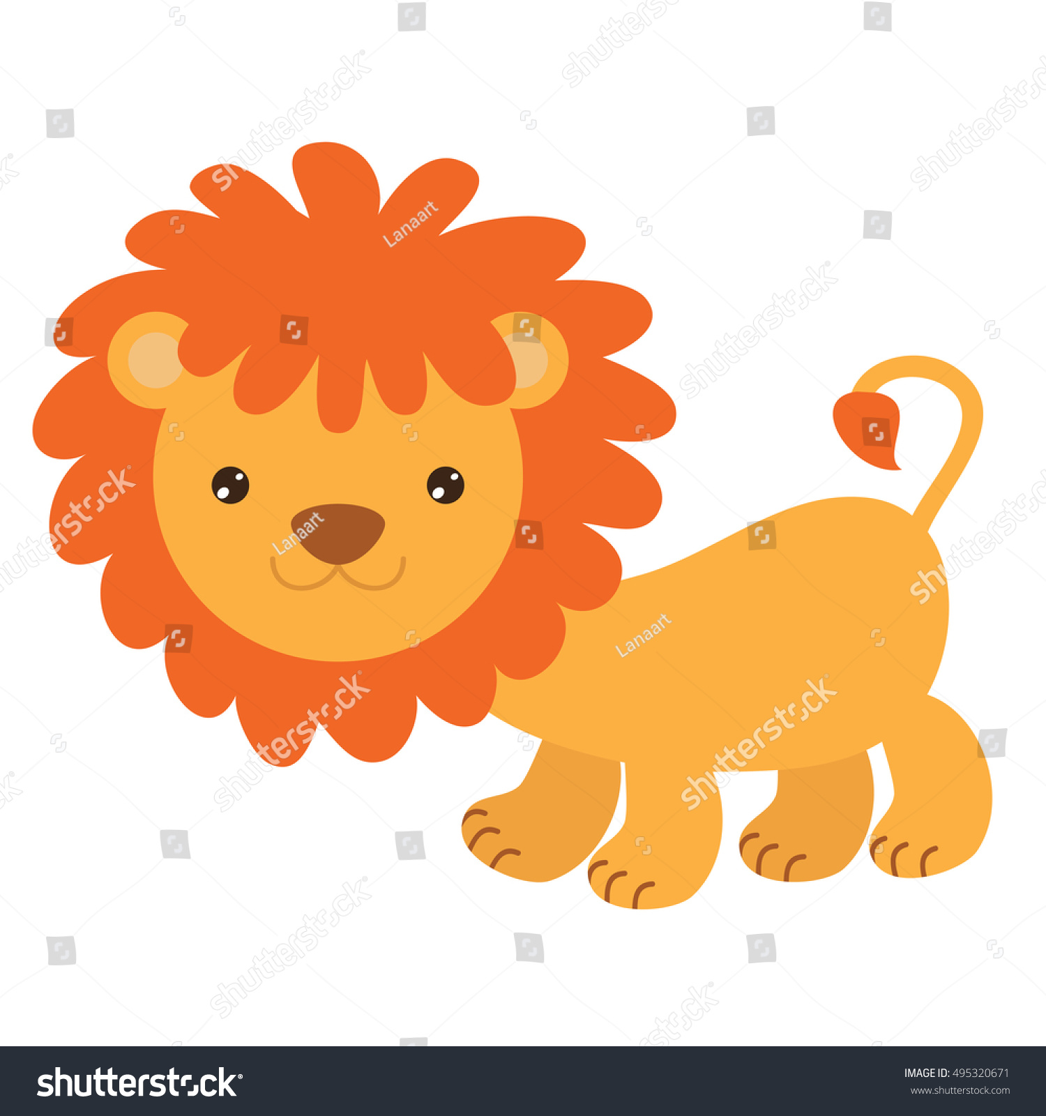 Lion Vector Cartoon Illustration Stock Vector (Royalty Free) 495320671 ...