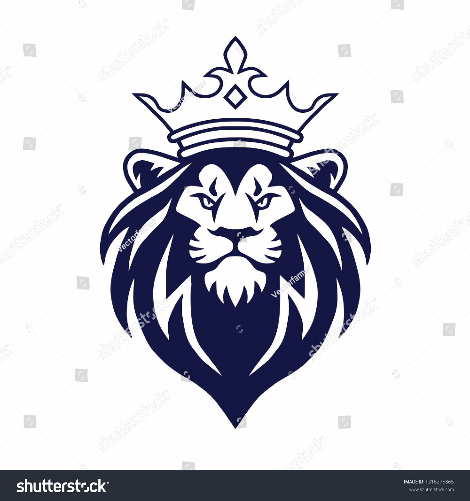 Lion Crown Logo Design Vector Stock Vector (Royalty Free) 1316275865
