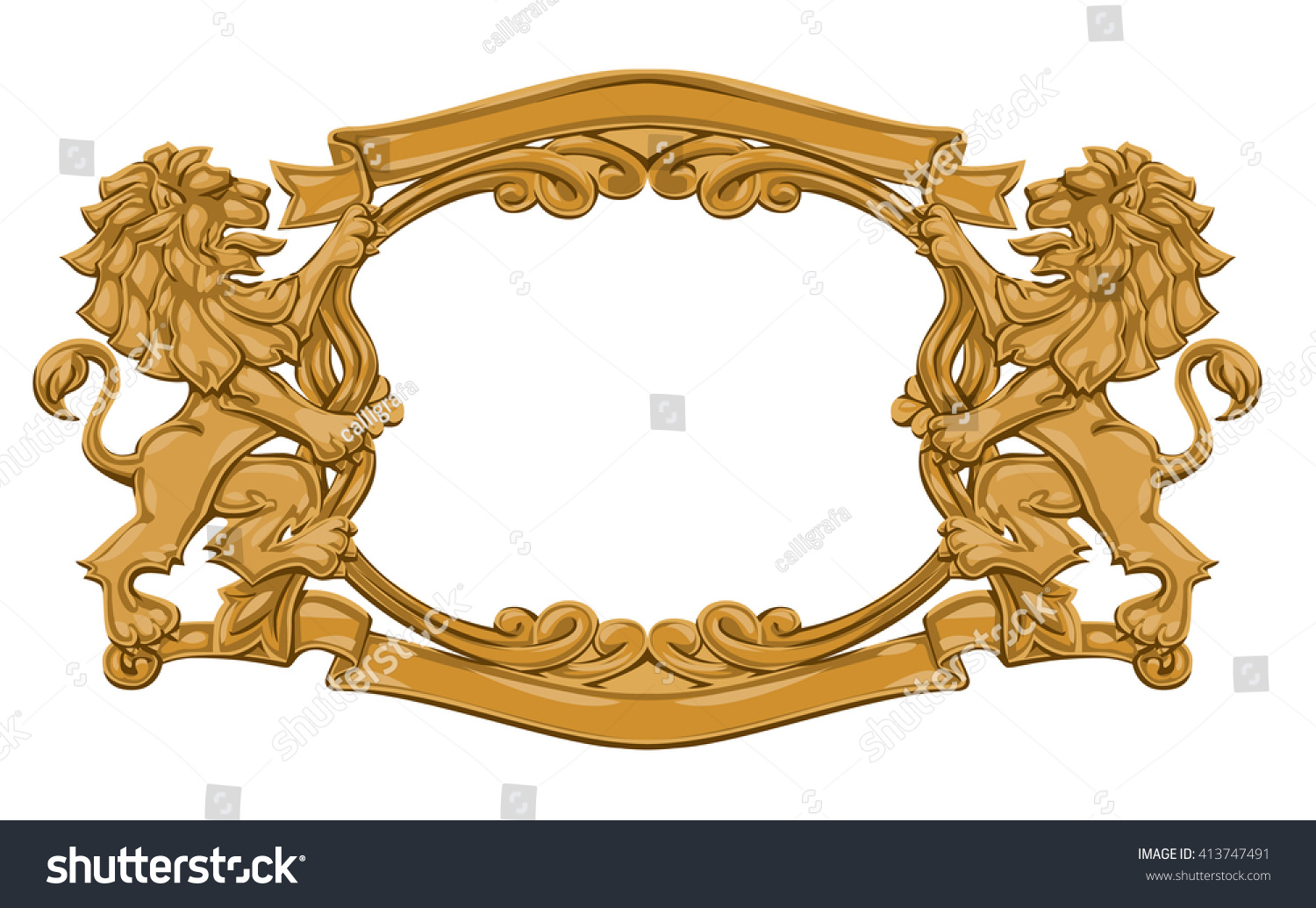 Lions Gold Frame Vector Stock Vector (Royalty Free) 413747491
