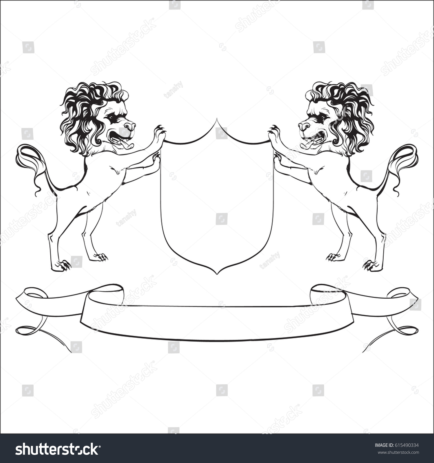 Lions Heraldry Crest Shield Vector Stock Vector (Royalty Free ...