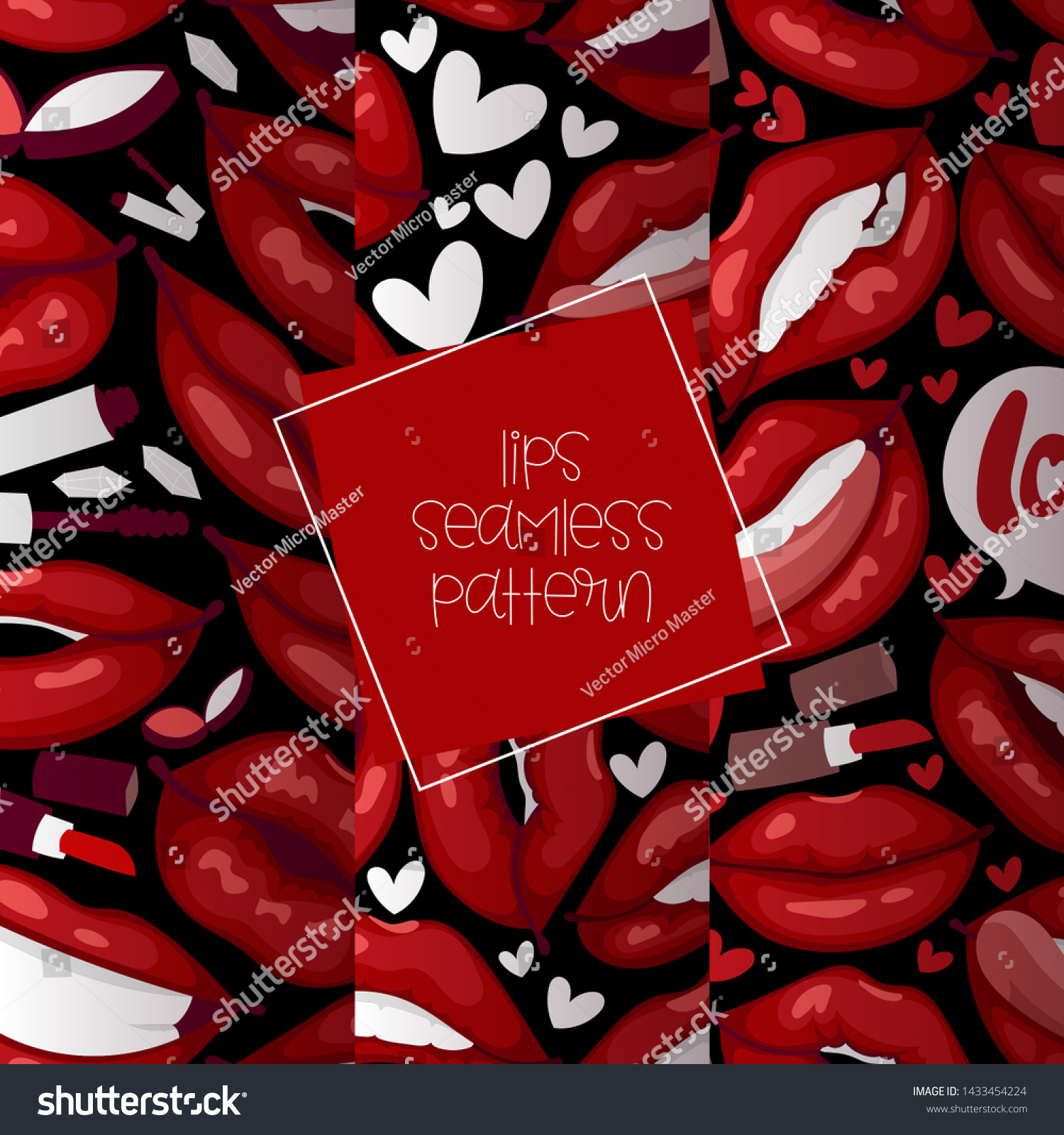 Lip Vector Seamless Pattern Love Heart Stock Vector (Royalty Free ...