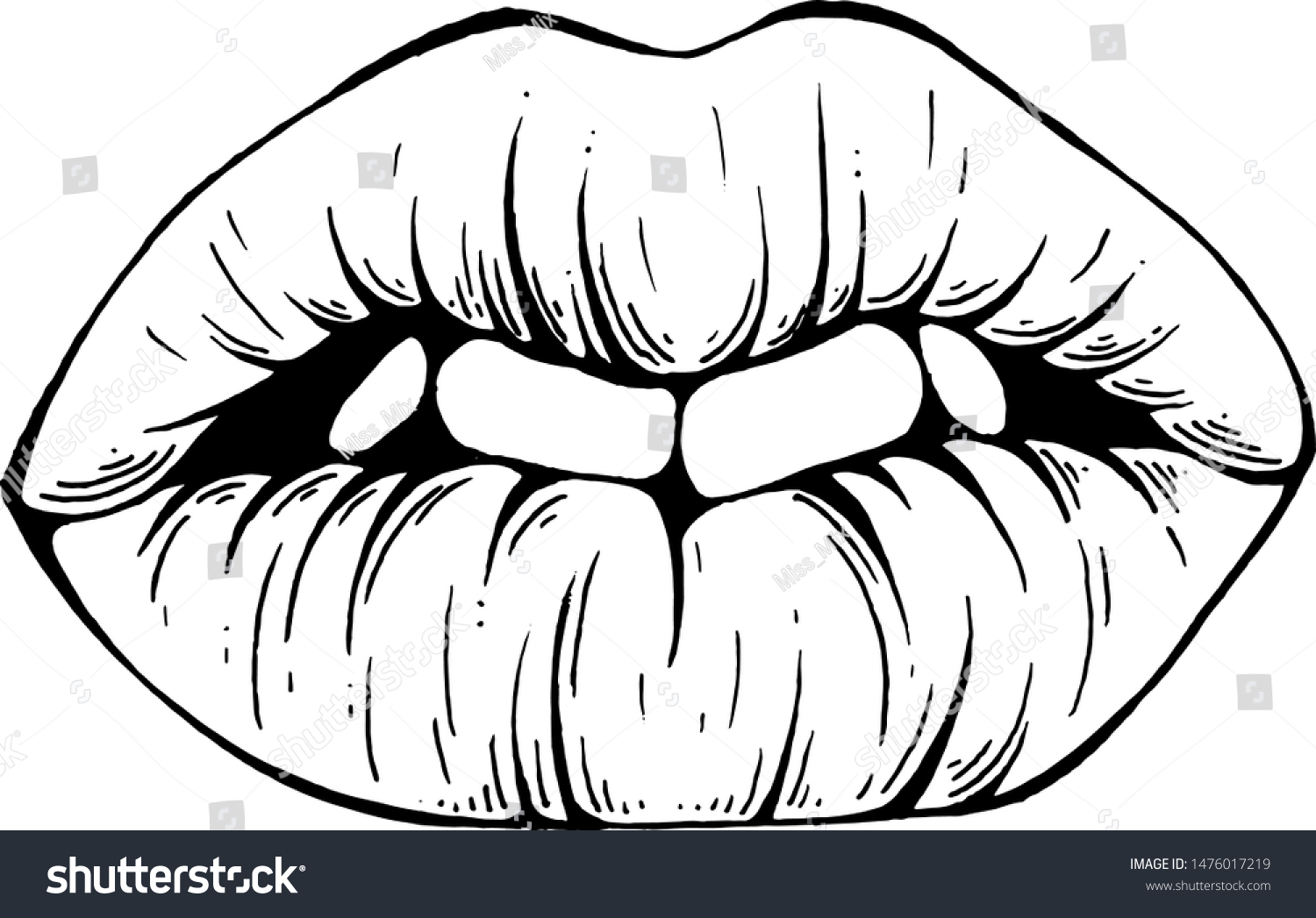 Lips Ink Drawing Vector Illustration Stock Vector (Royalty Free ...