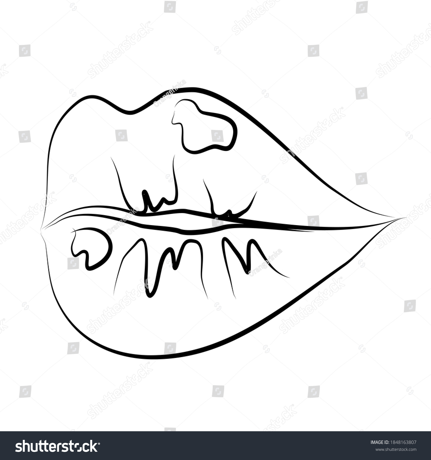 Lips Line Art Vector Sketch Stock Vector (Royalty Free) 1848163807