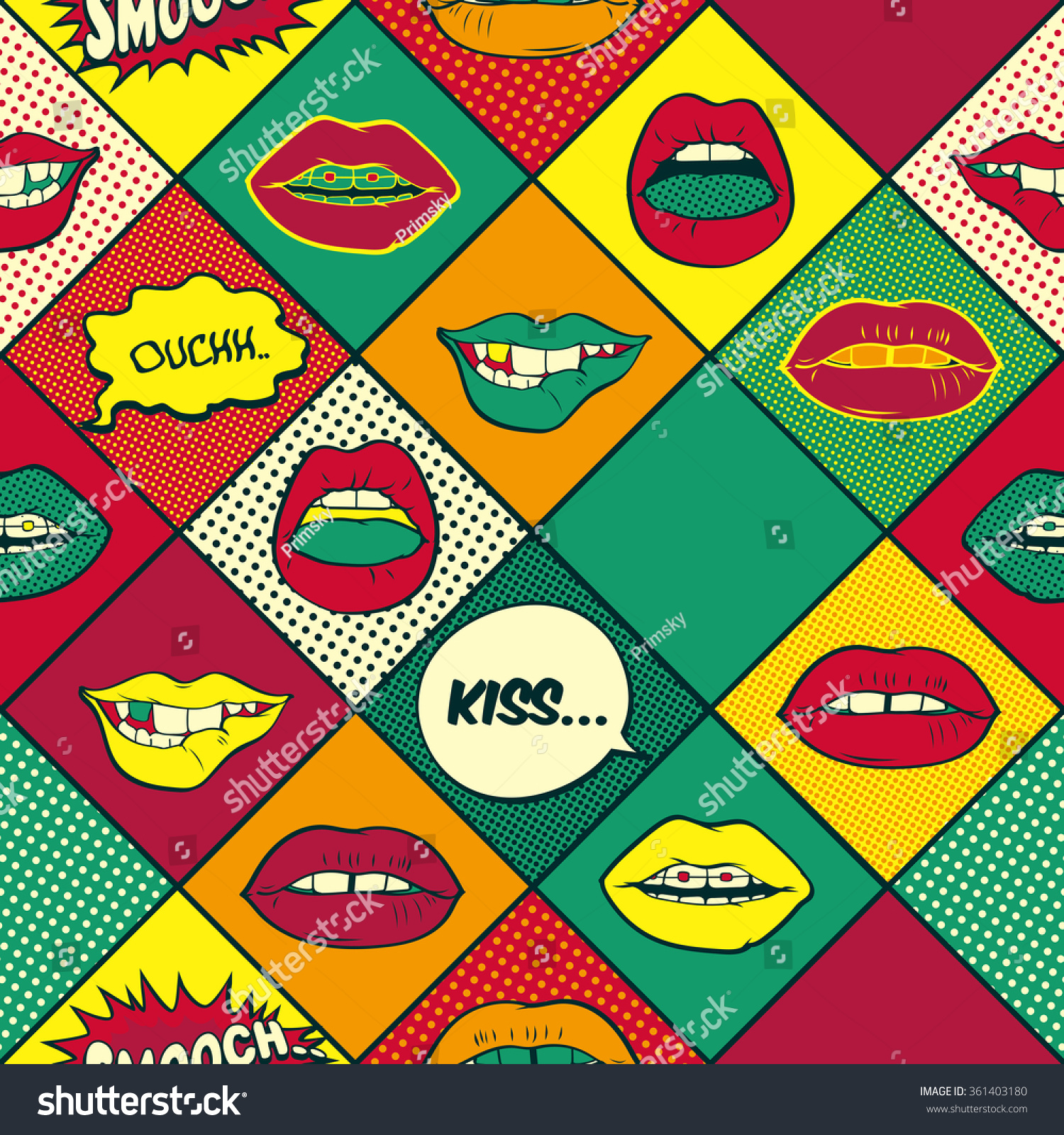 Lips Pop Art Seamless Pattern Stock Vector 361403180 - Shutterstock