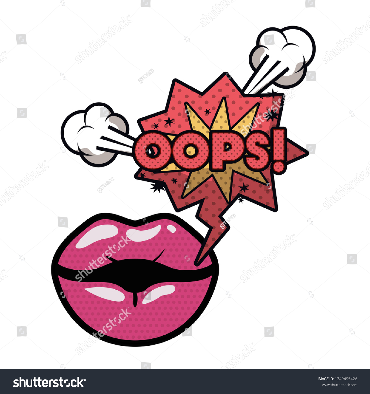 Lips Saying Oops Avatar Character Stock Vector (Royalty Free) 1249495426