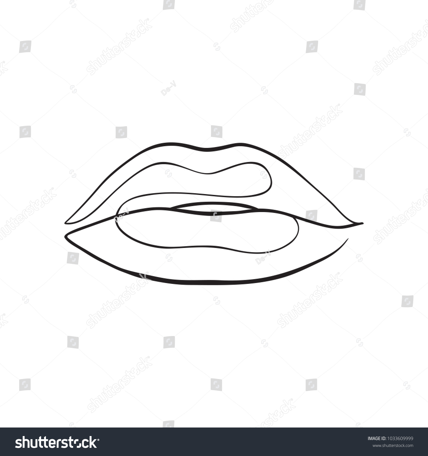 Lips Single Line Drawing Art: เวกเตอร์สต็อก (ปลอดค่าลิขสิทธิ์) 1033609999