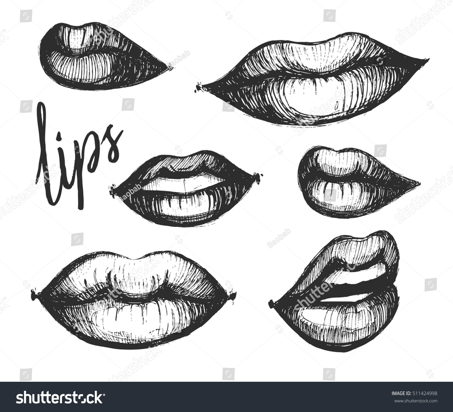 Lips Sketch Vector Illustration Stock Vector (Royalty Free) 511424998 ...