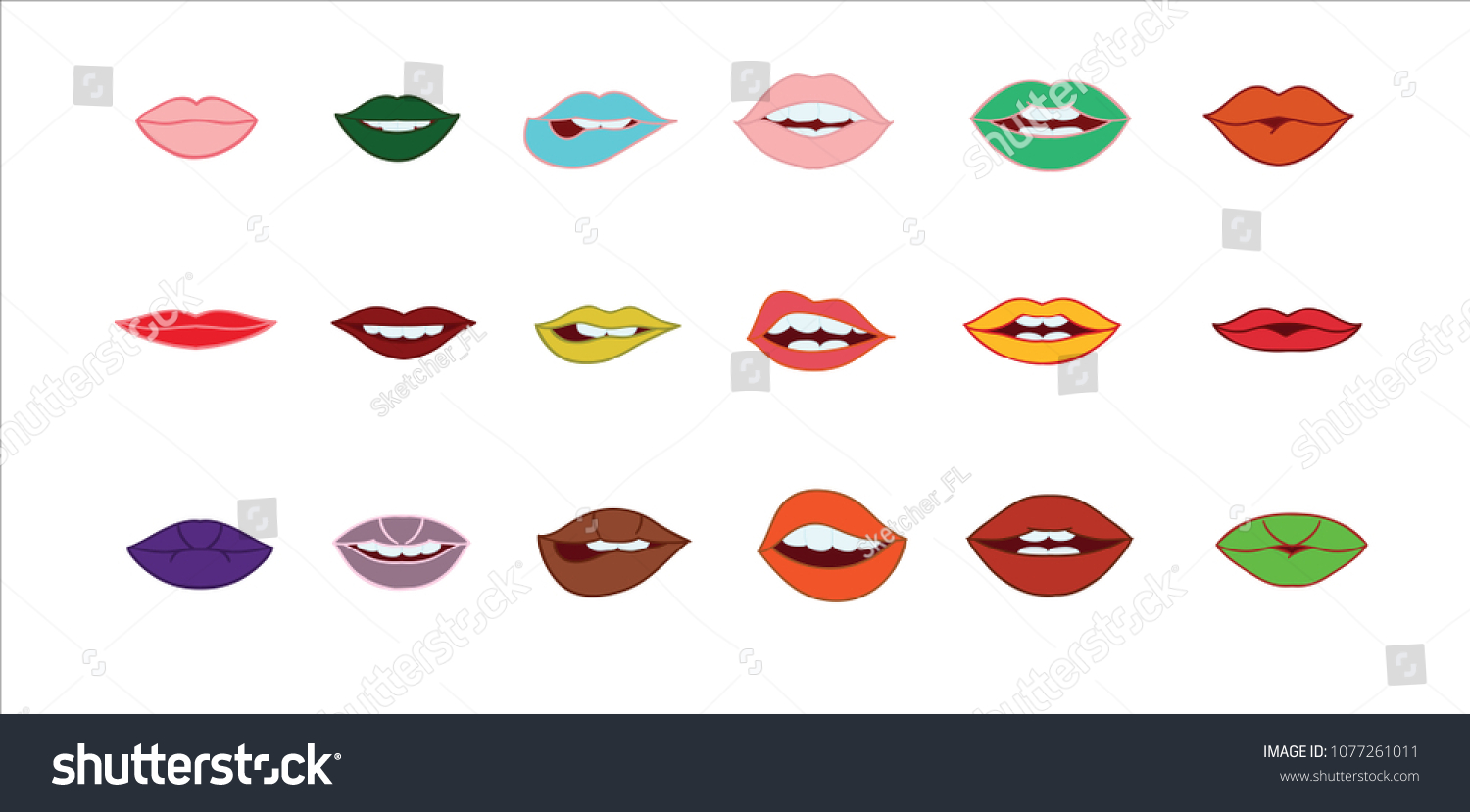 Lips Vector Collection Illustration Sexy Doodle Stock Vector Royalty