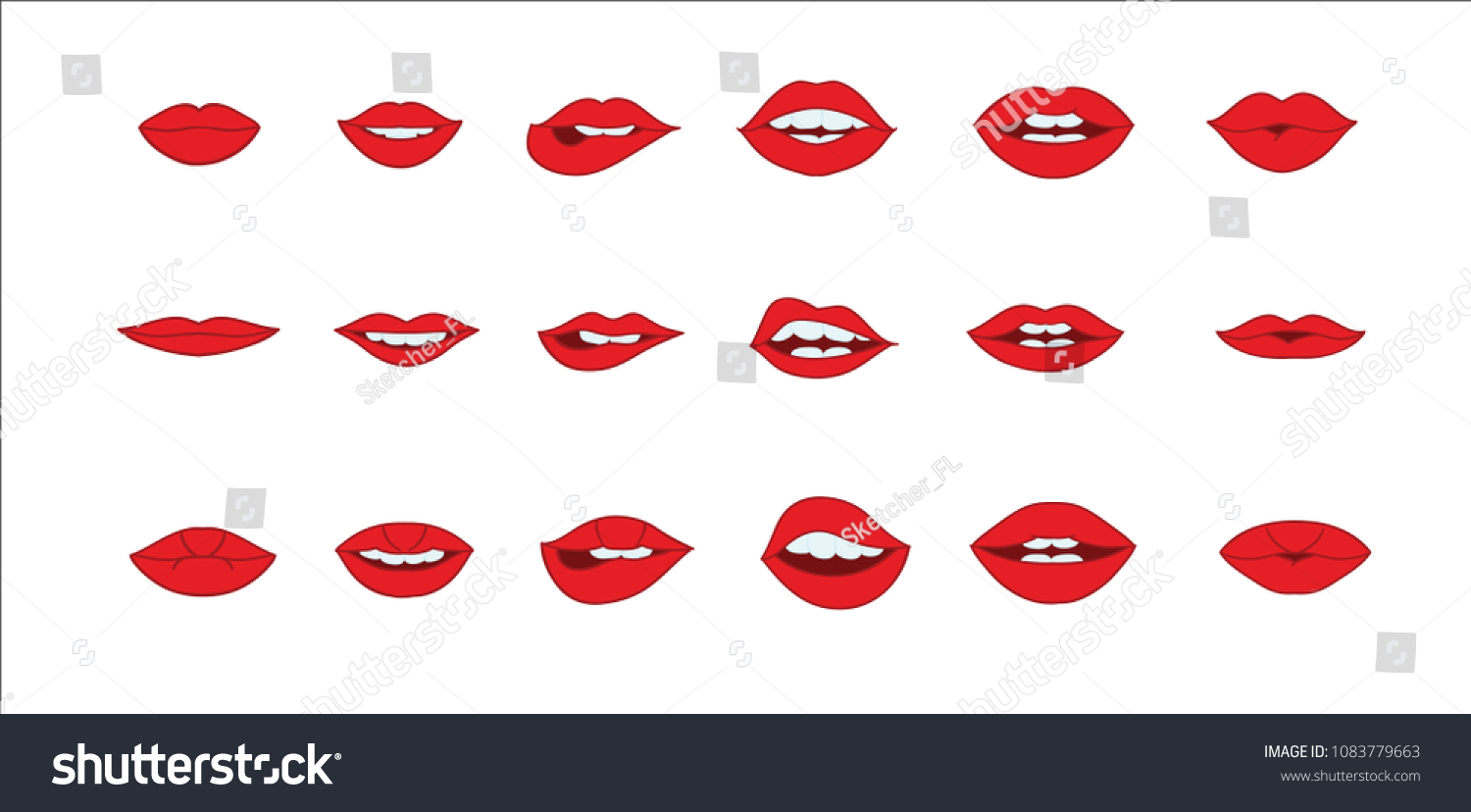 Lips Vector Collection Illustration Sexy Doodle Stock Vector Royalty