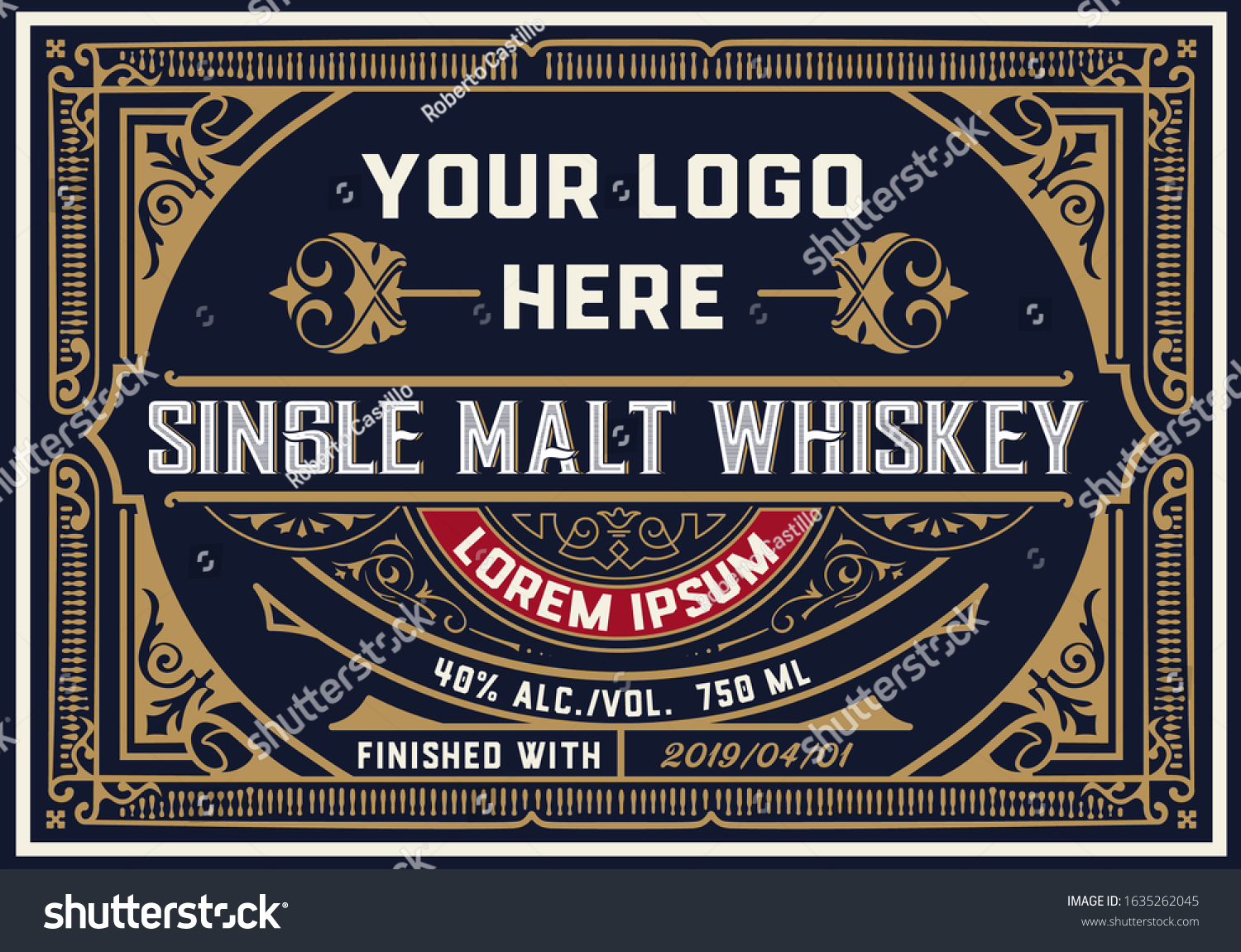 Liquor Label Design Elements Stock Vector (Royalty Free) 1635262045