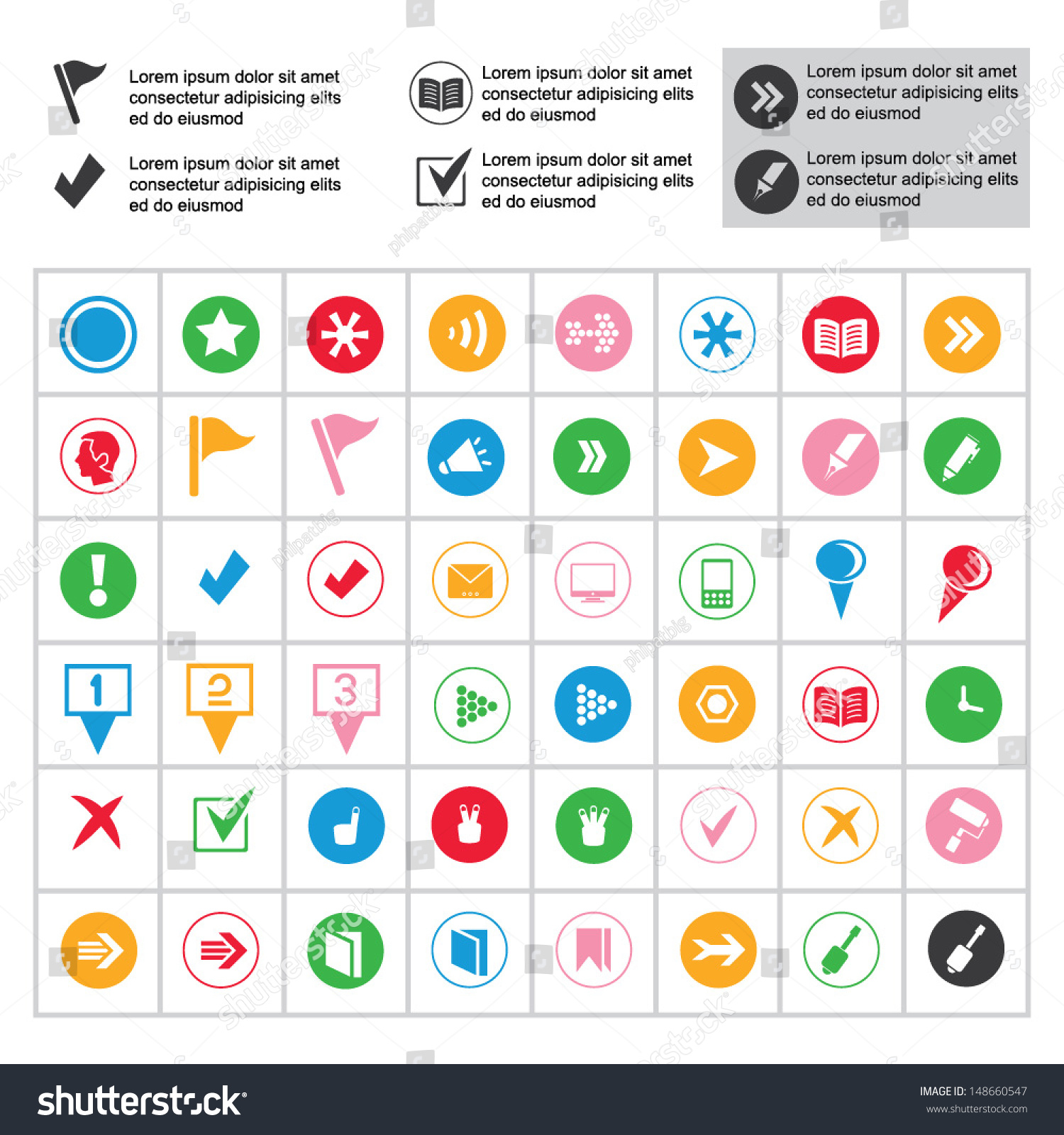 List Icons, List Buttons For Web Design And Web Elements Stock Vector ...