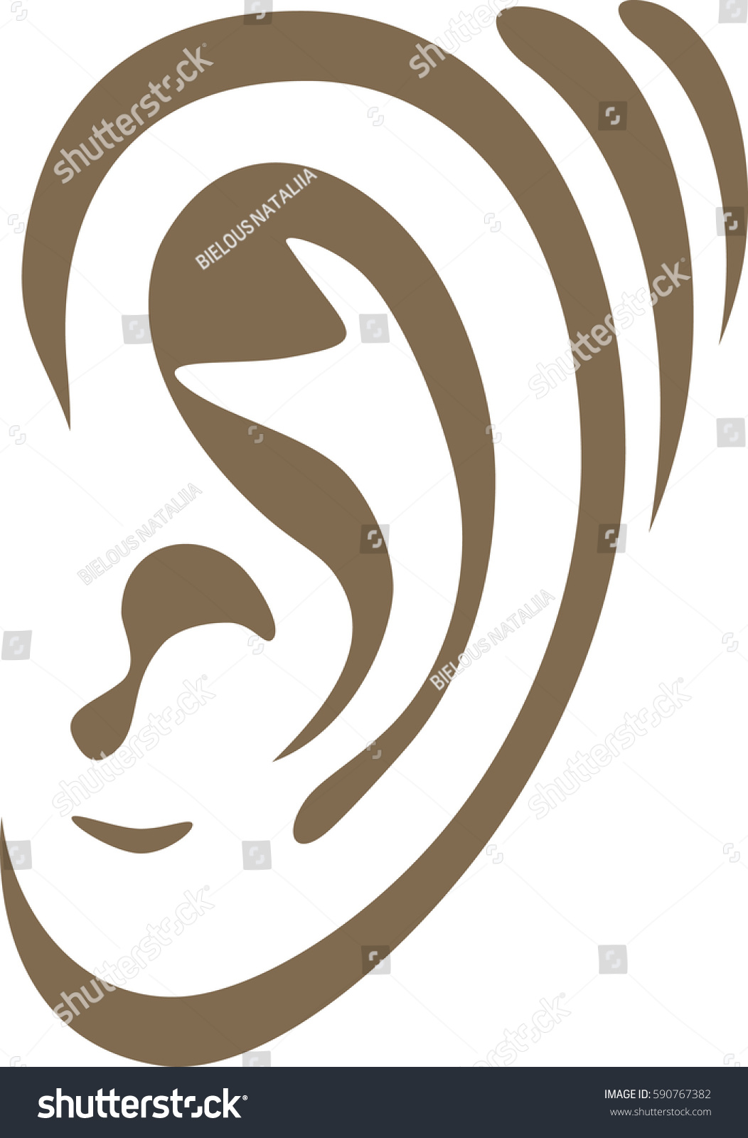Listening Ear Contour Drawing Vector Stock Vector (Royalty Free) 590767382