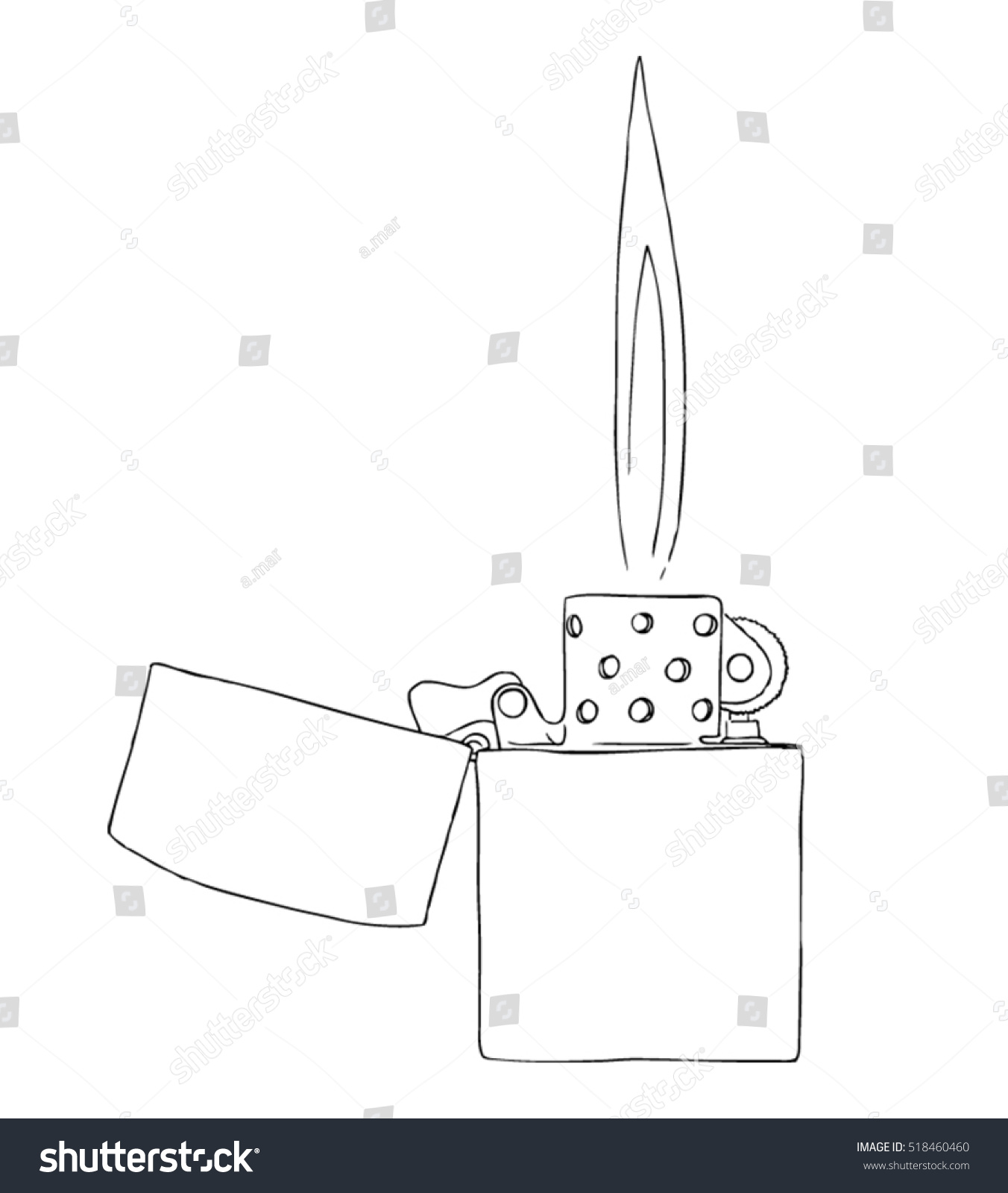 Lit Lighter Drawing Vector: vector de stock (libre de regalías ...