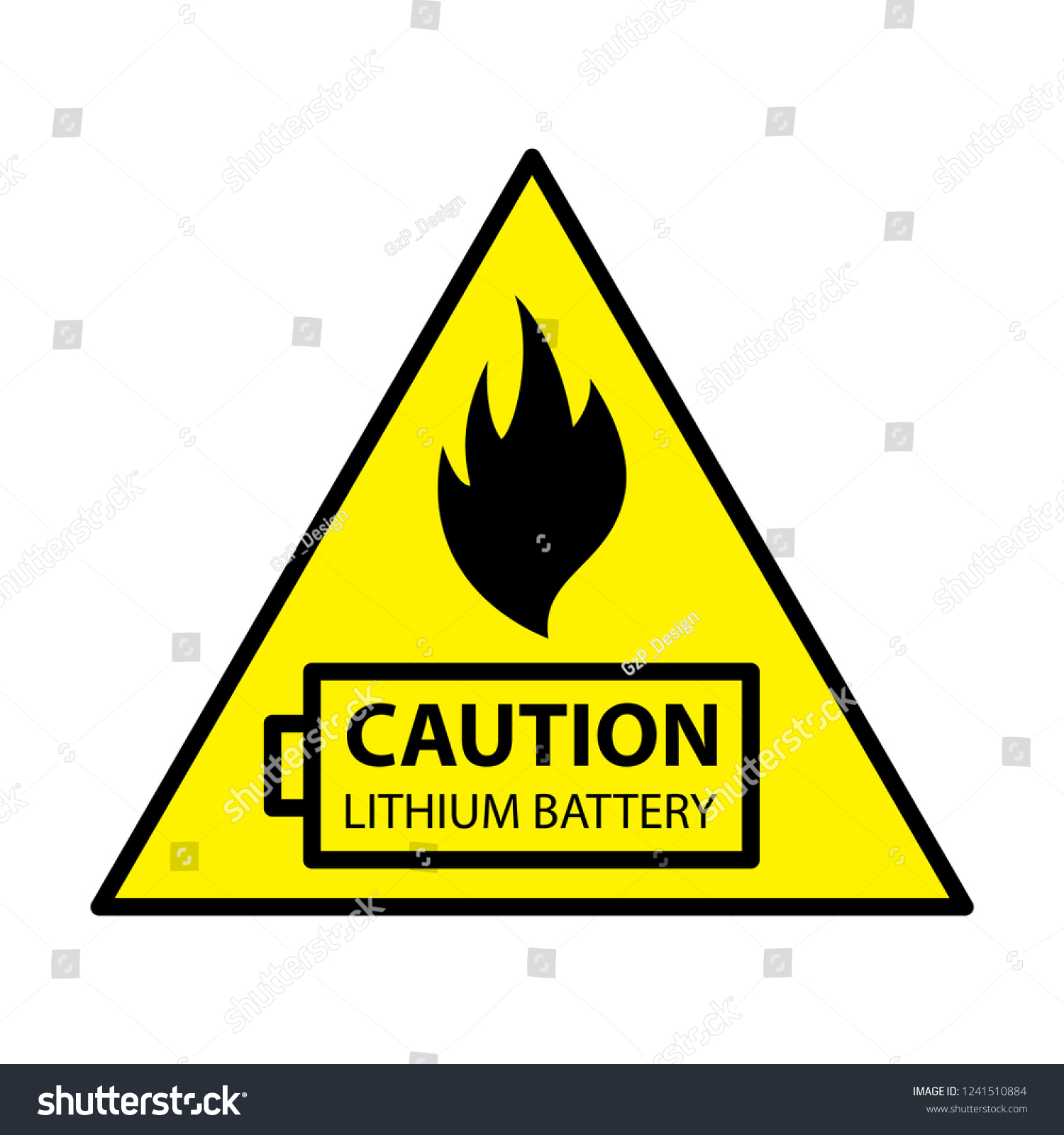 Lithium Ion Battery Caution Stock Vector (Royalty Free) 1241510884
