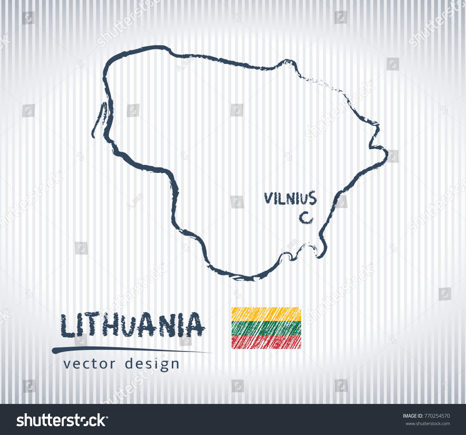 Lithuania National Vector Drawing Map On Stock Vector (Royalty Free ...