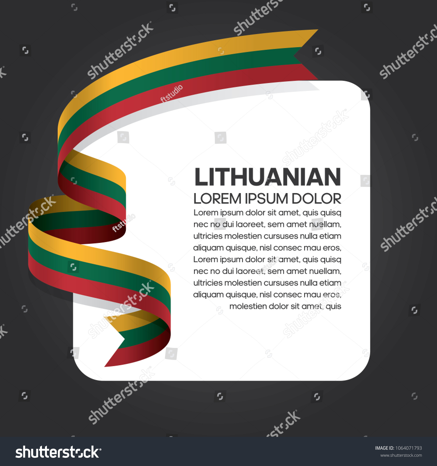 Lithuania Ribbon Flag Background Vector: vector de stock (libre de ...
