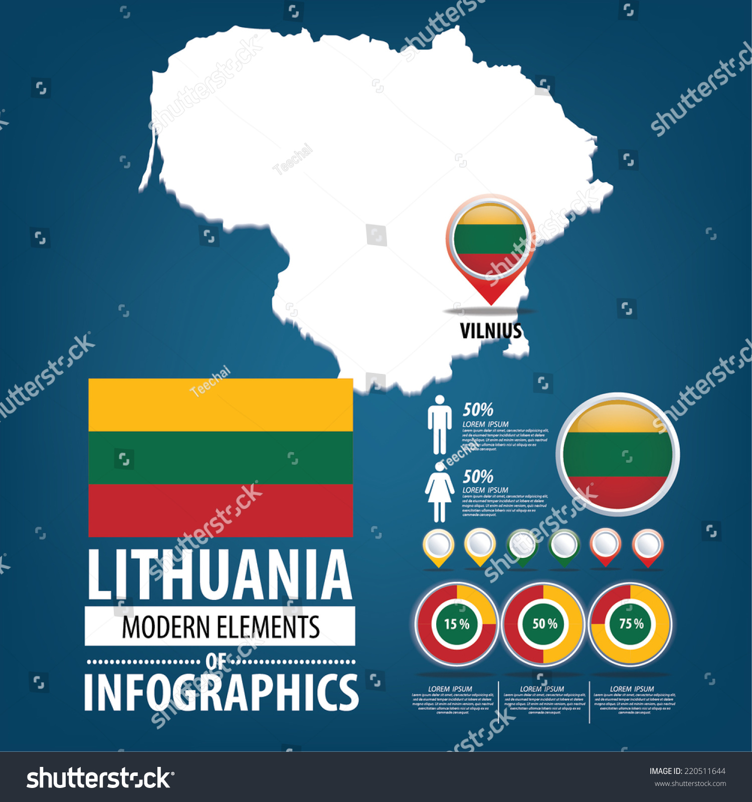 Lithuania Vector Set Flags Icons Isolated: vector de stock (libre de ...