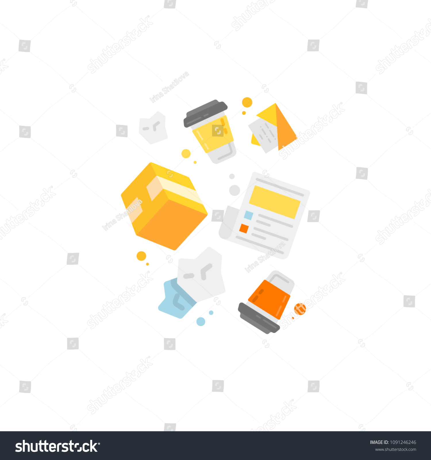 Littering Waste Garbage Sorting Paper Vector Stock Vector (Royalty Free ...