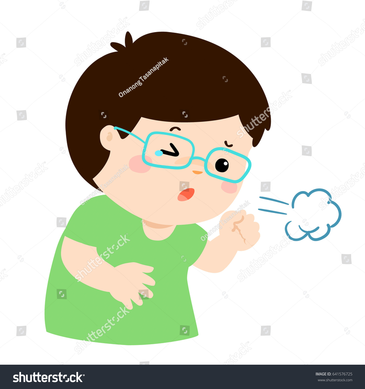Vektor Stok Little Boy Coughing Vector Cartoon Illustration (Tanpa ... Vektor Stok Little Boy Coughing Vector Cartoon Illustration (Tanpa ...