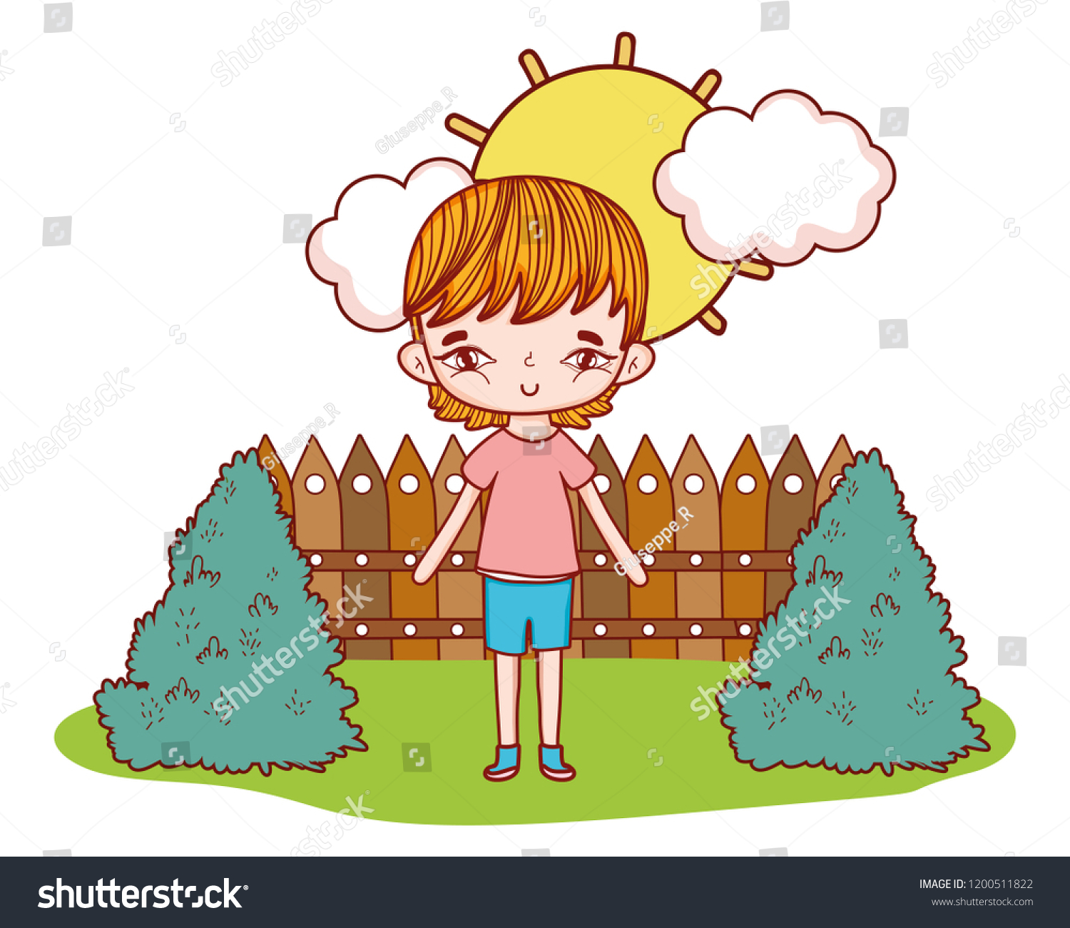 Little Boy Cute Drawing Stock Vector (Royalty Free) 1200511822 ...
