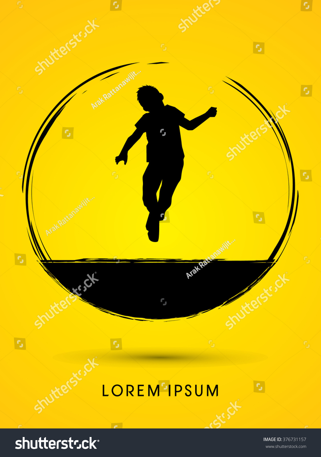 Little Boy Jumping Graphic Vector Stock Vector (Royalty Free) 376731157
