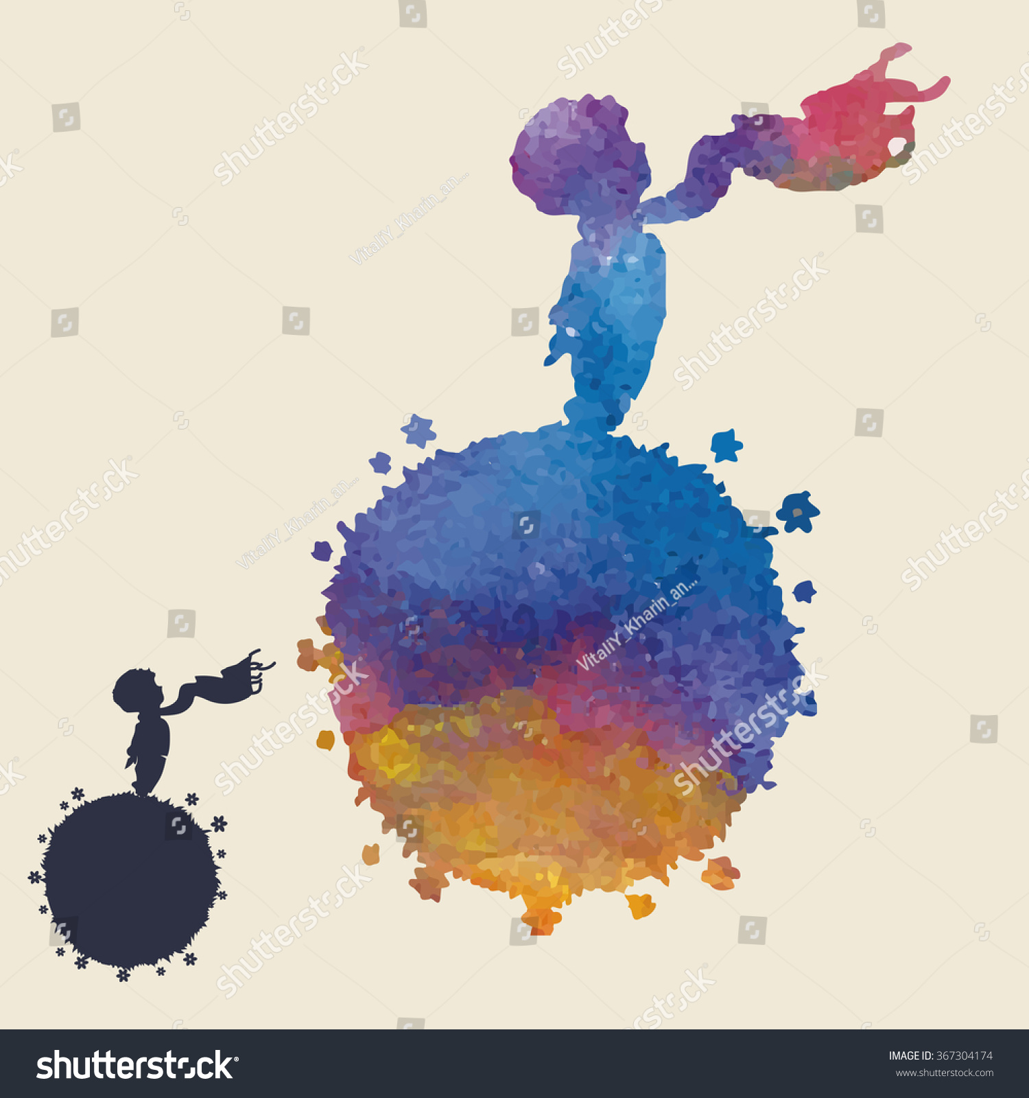 Little Boy On Planet Stock Vector (Royalty Free) 367304174