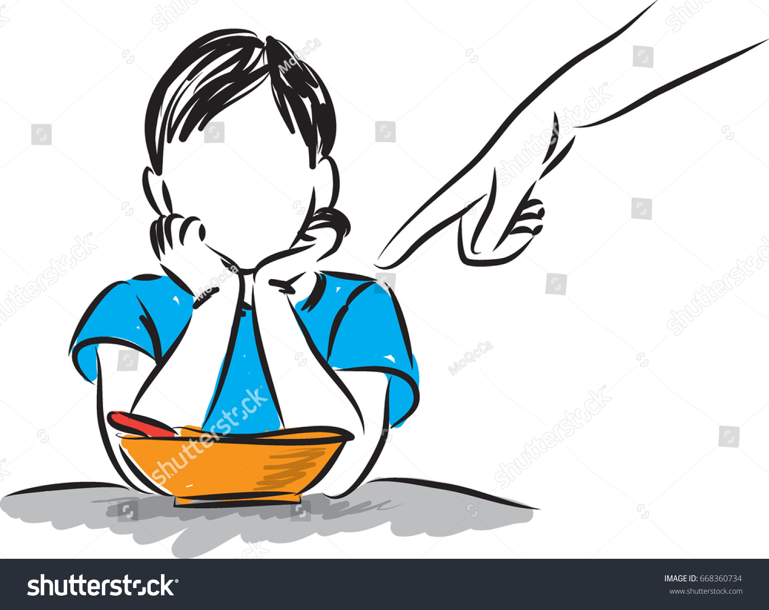 Little Boy Refusing Eat Vector Illustration: vector de stock (libre de ...