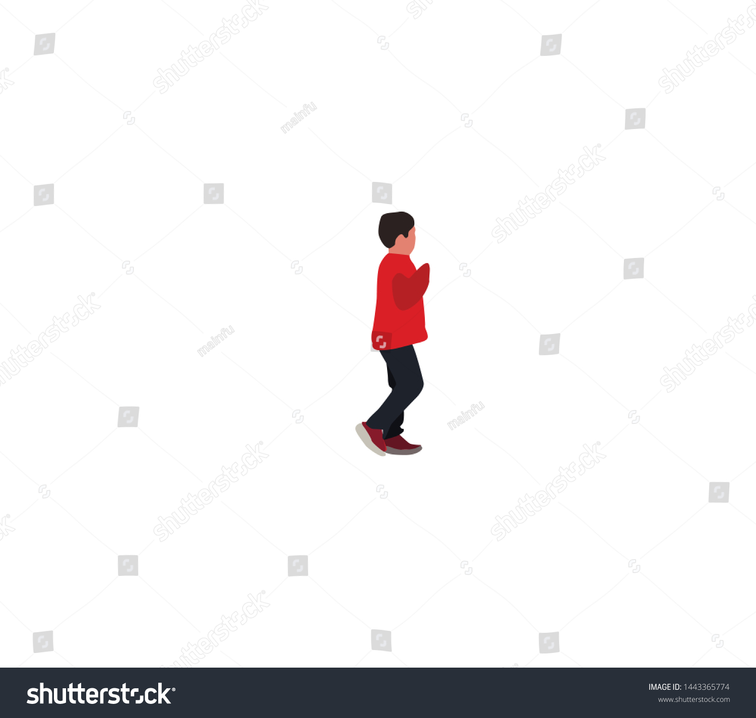 Little Boy Standing Side View: เวกเตอร์สต็อก (ปลอดค่าลิขสิทธิ์ ...
