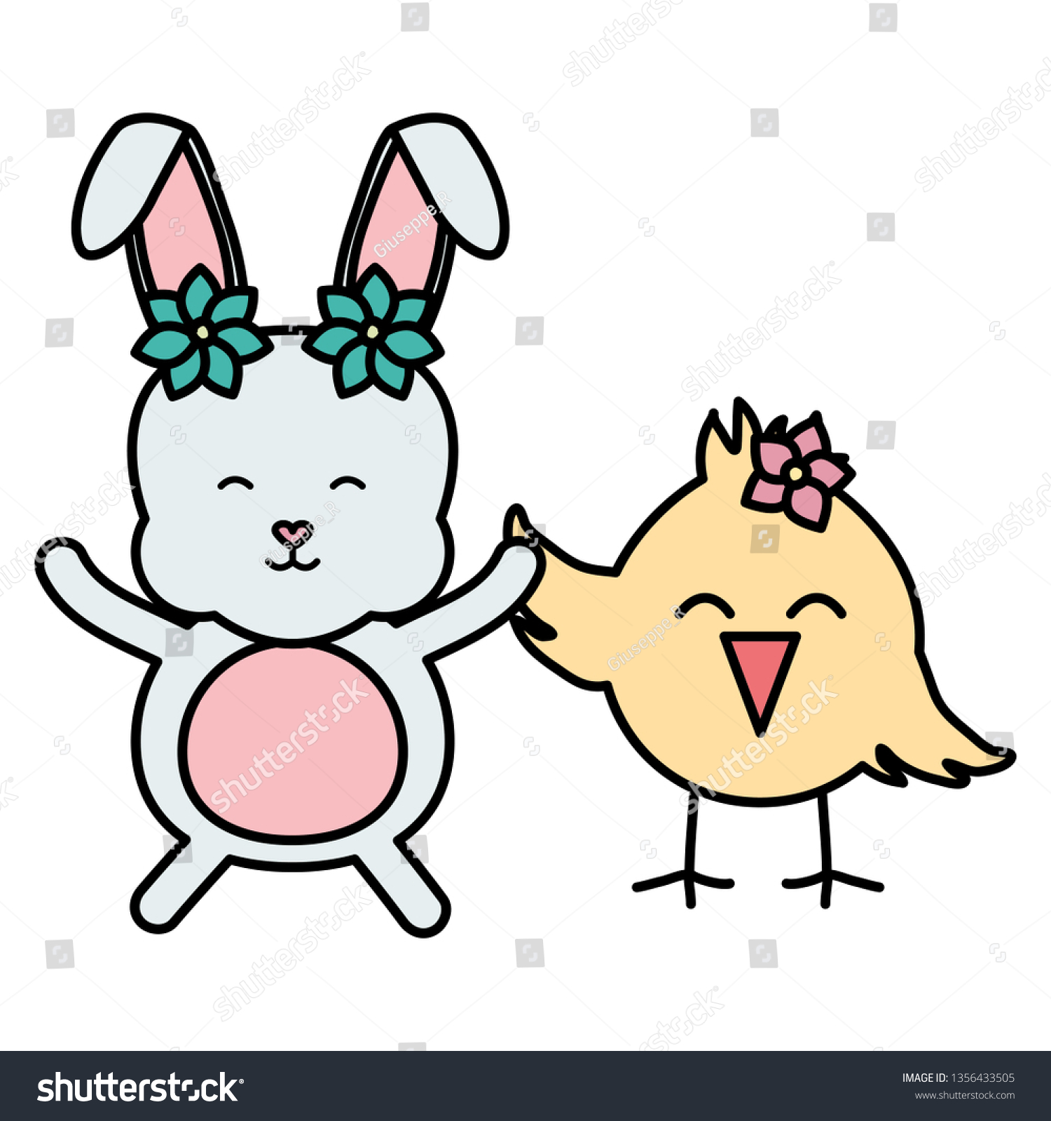 Little Chick Rabbit Easter Characters: เวกเตอร์สต็อก (ปลอดค่าลิขสิทธิ์ ...