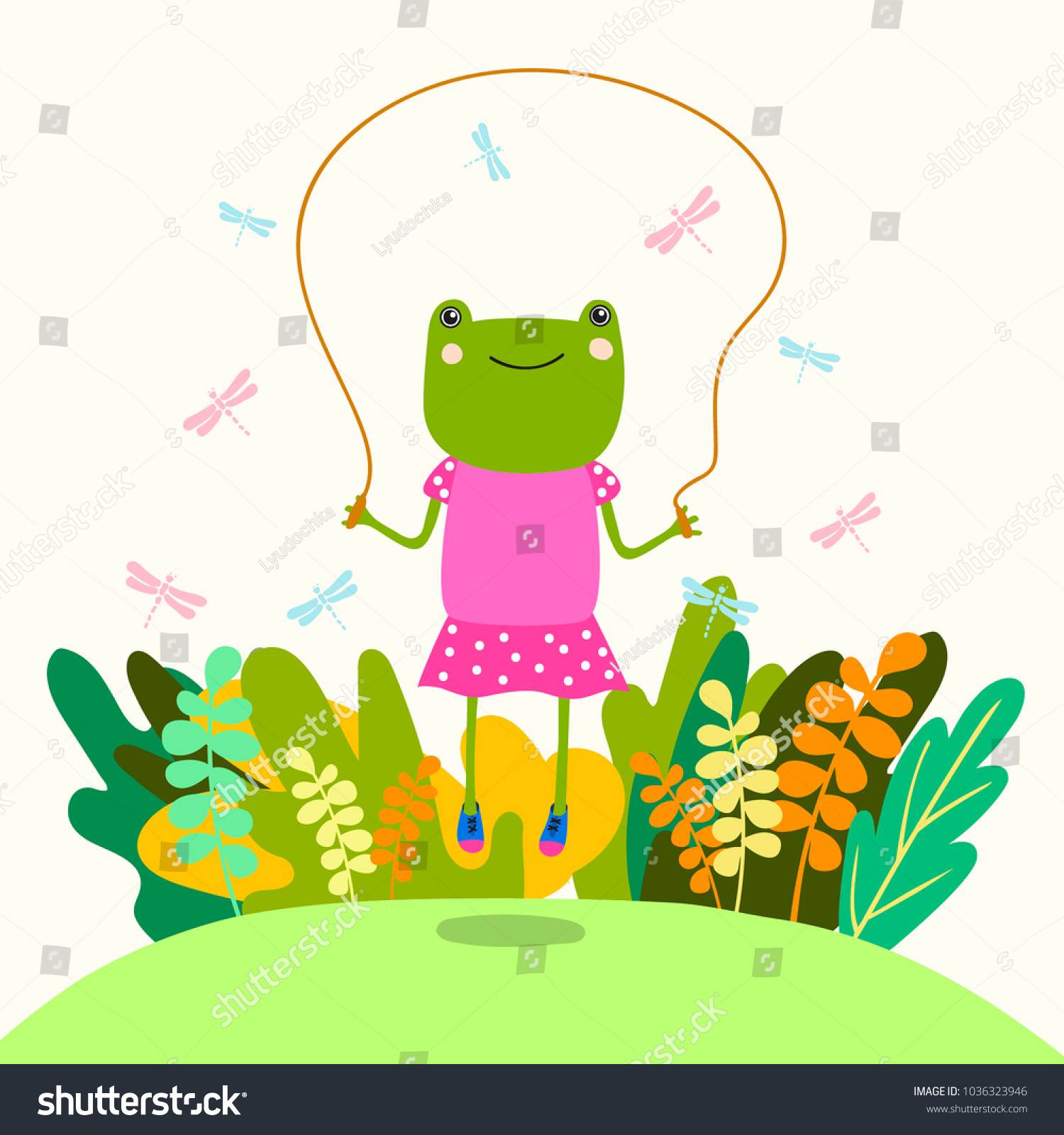 Little Cute Frog Jumpingvector Illustration Stock Vector (Royalty Free ...