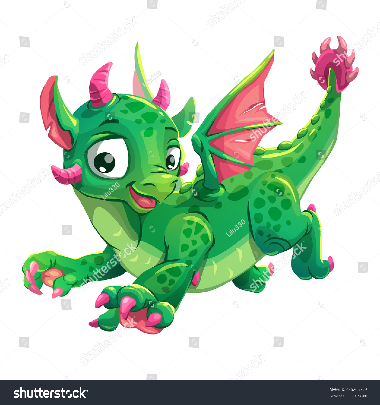Little Cute Green Flying Young Dragon Stock Vector (Royalty Free) 436265779 Little Cute Green Flying Young Dragon Stock Vector (Royalty Free) 436265779