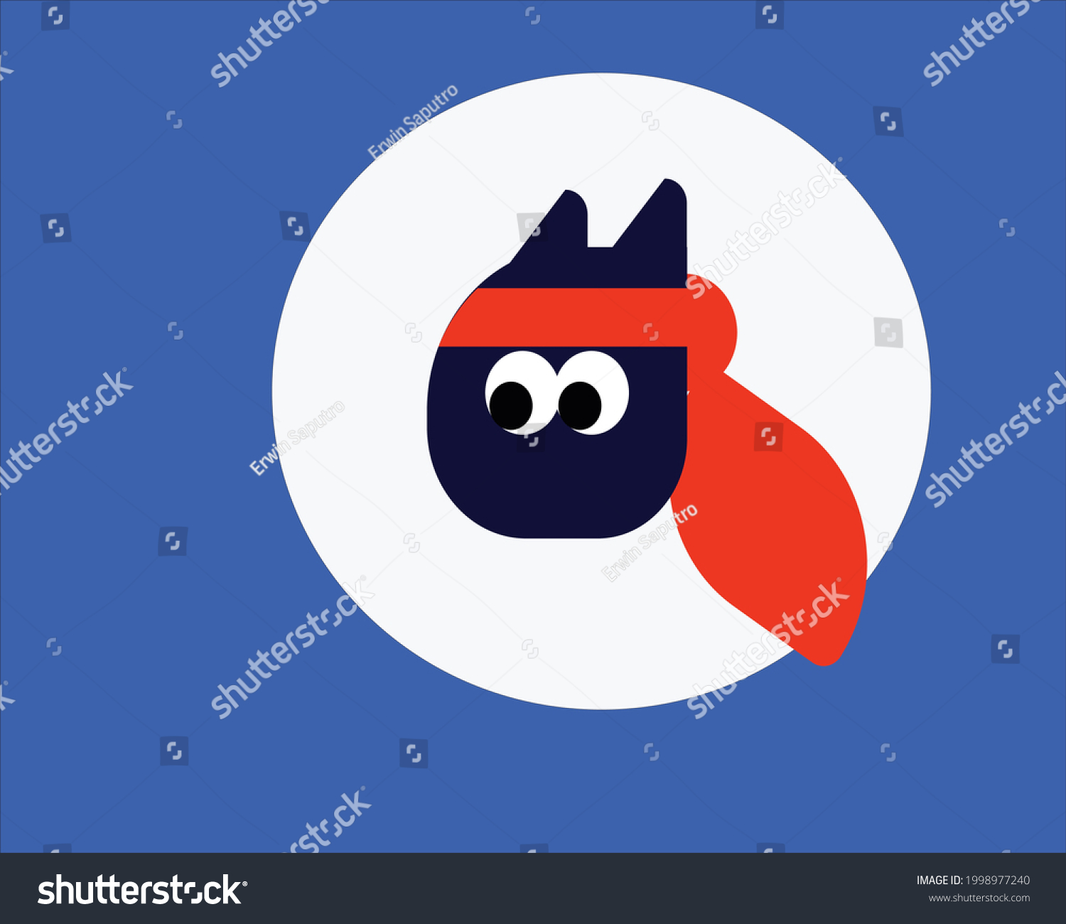 Little Cute Ninja Head Illustrator Stock Vector (Royalty Free ...