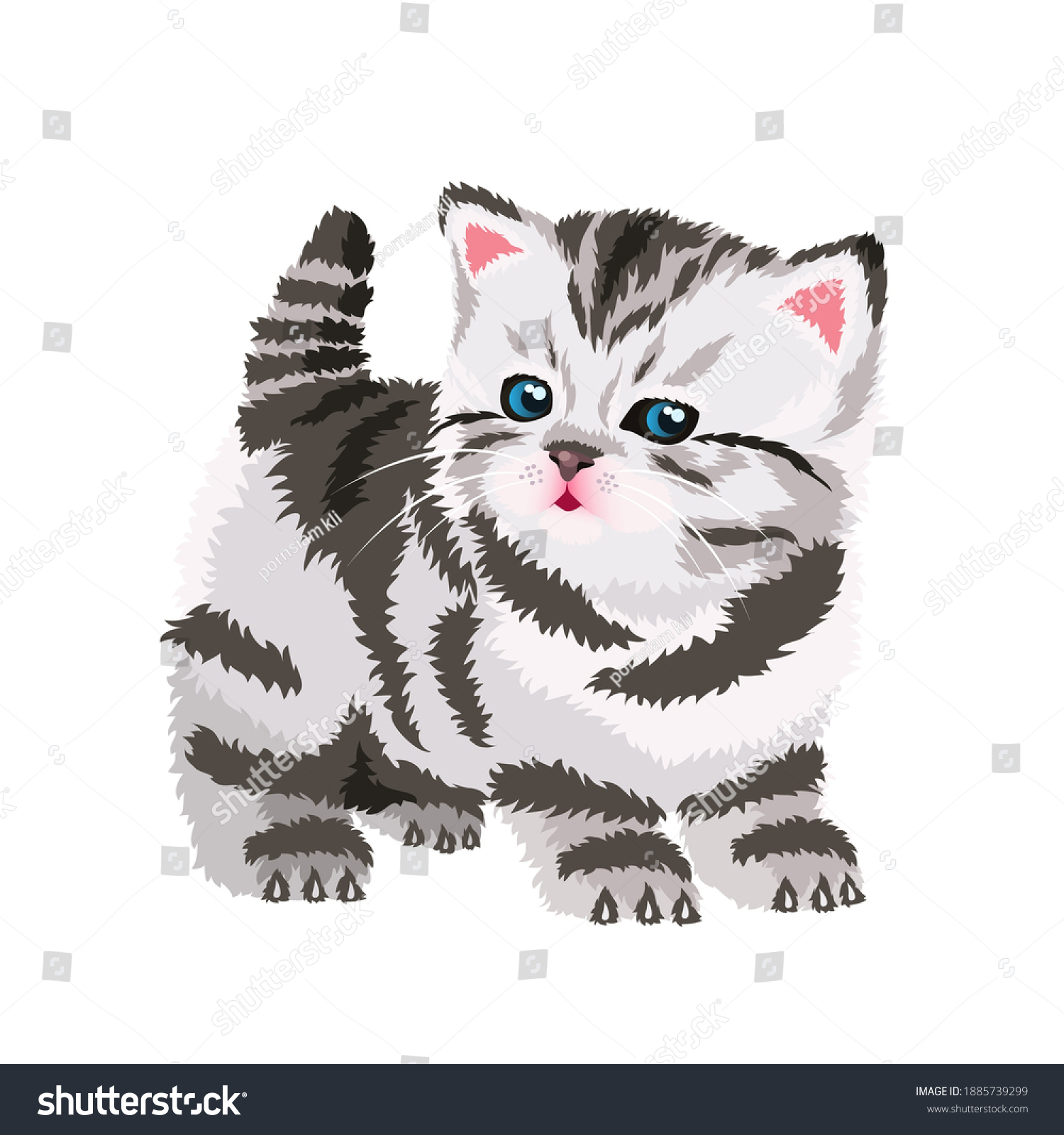 Little Kitty Cat Vector Illustration Stock Vector (Royalty Free ...