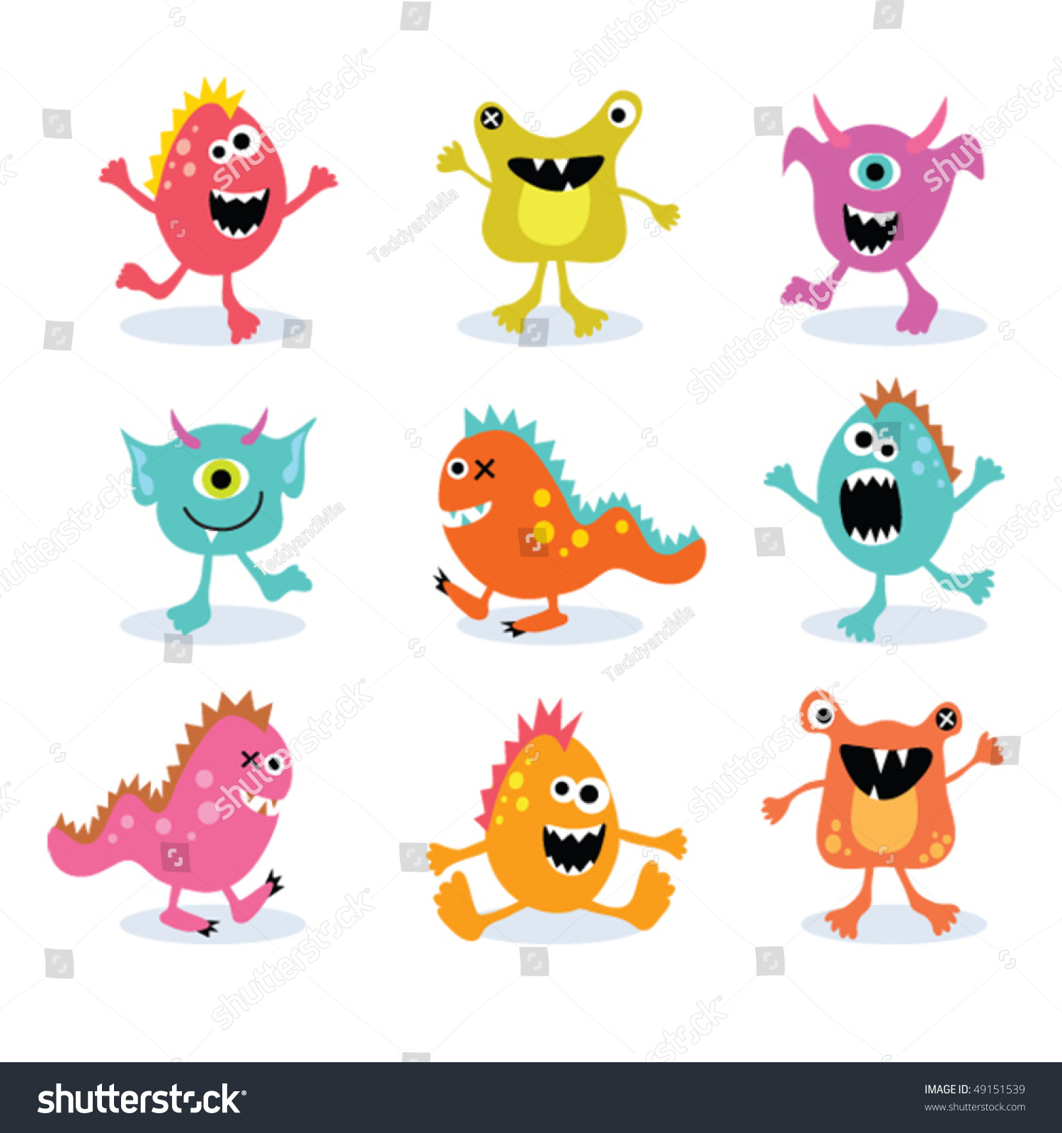 Little Monsters Set 2 Stock Vector (Royalty Free) 49151539 | Shutterstock