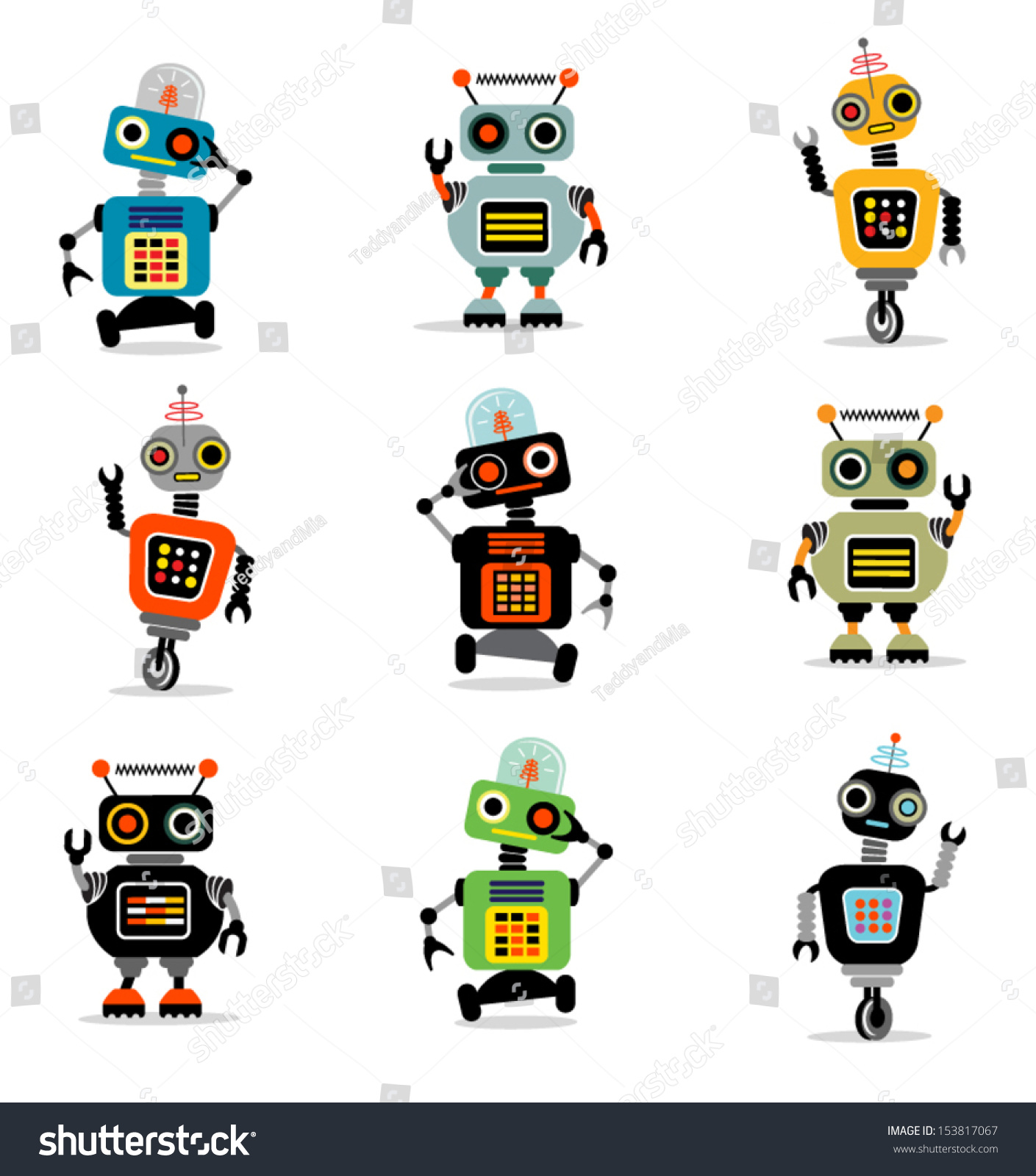 Little Robots Set 3 Stock Vector (Royalty Free) 153817067 - Shutterstock