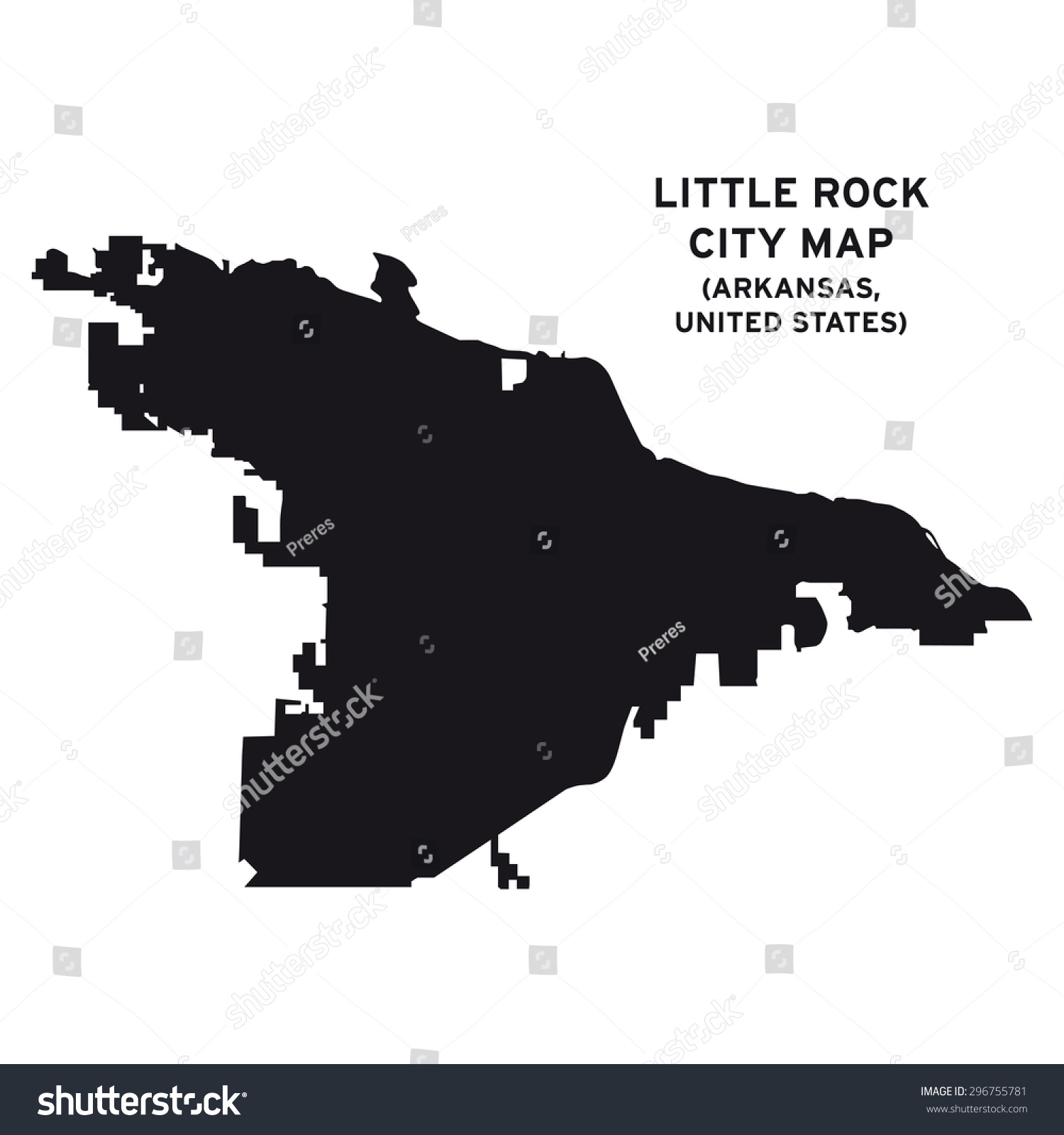 Little Rock City Map Vector Stock Vector (Royalty Free) 296755781