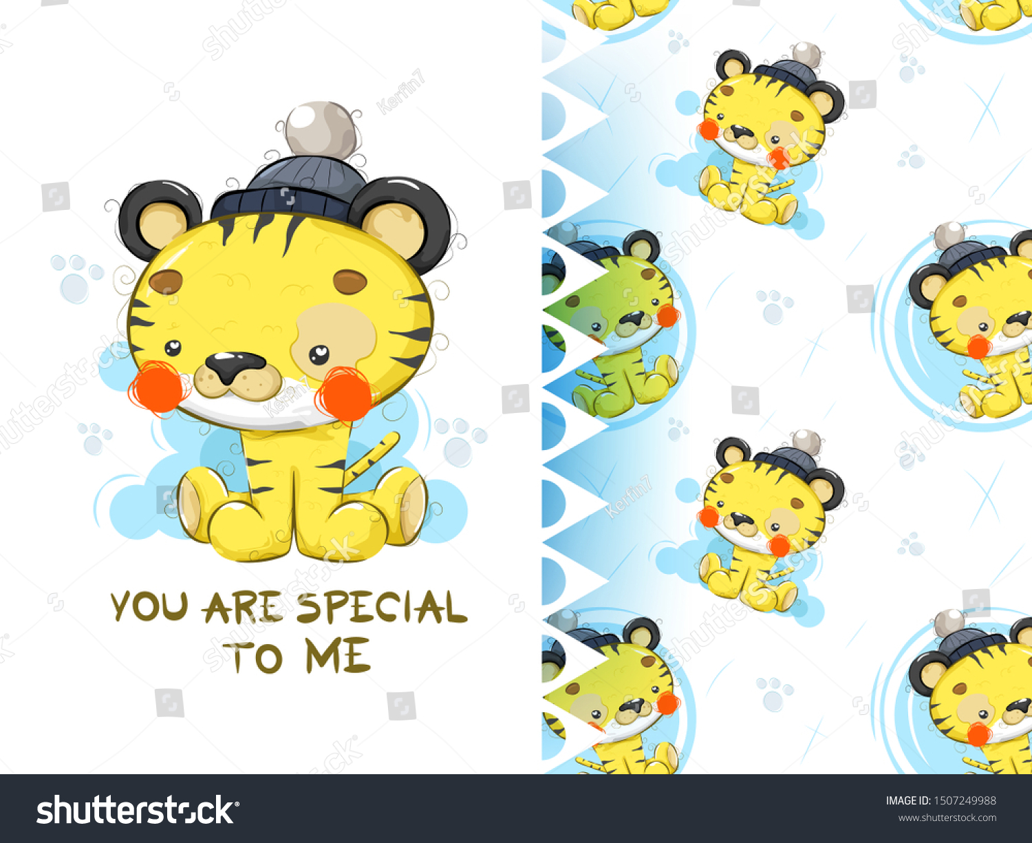 Little Tiger Hand Drawing Pattern Stock Vector (Royalty Free ...