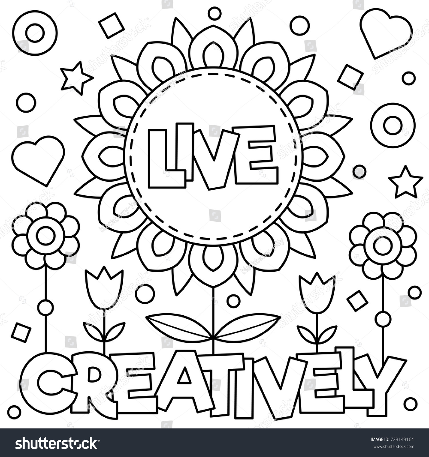 Live Creatively Coloring Page Vector Illustration Stock Vector (Royalty ...