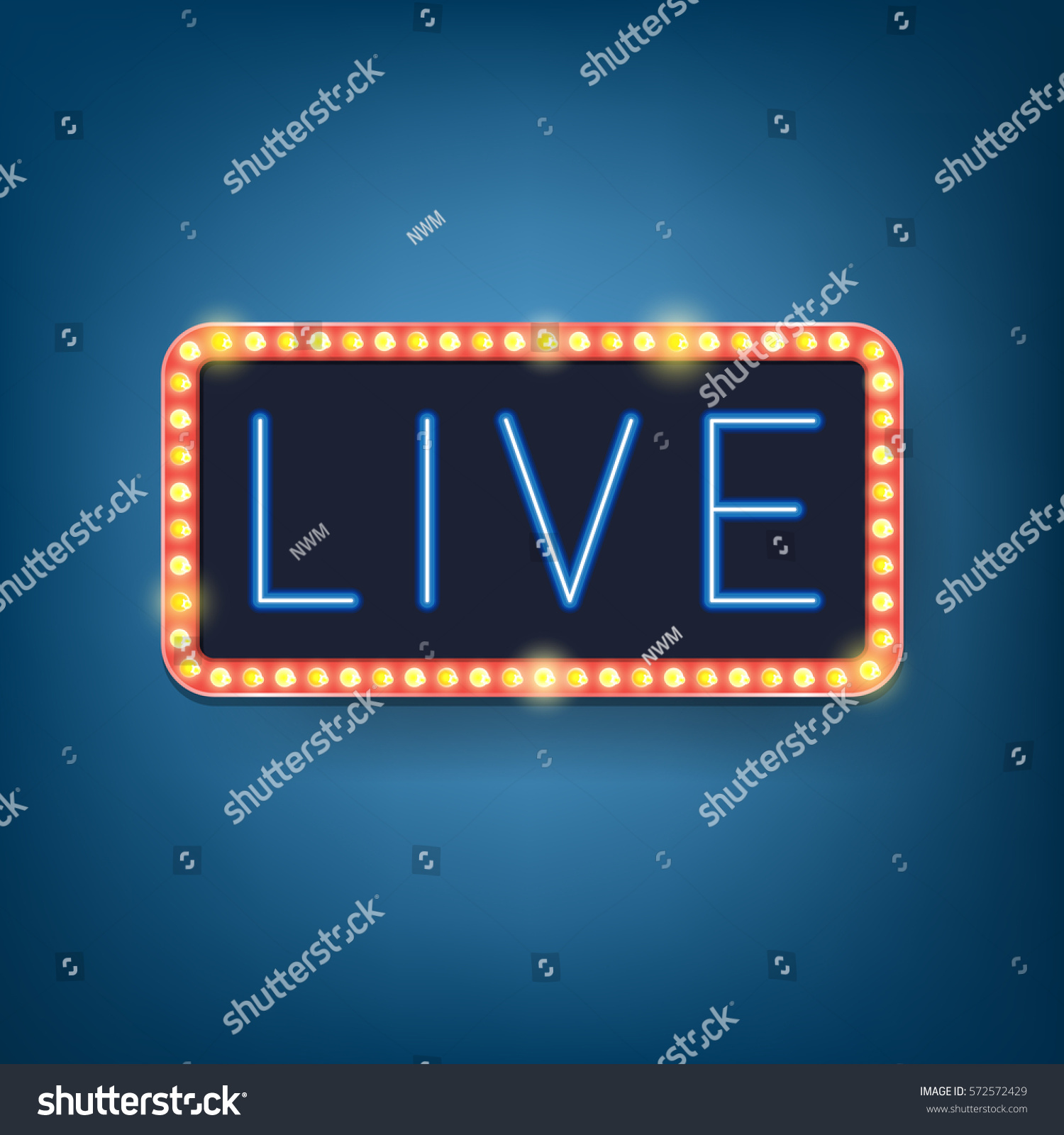Live Neon Bulb Retro Light Frames Stock Vector (Royalty Free) 572572429 ...