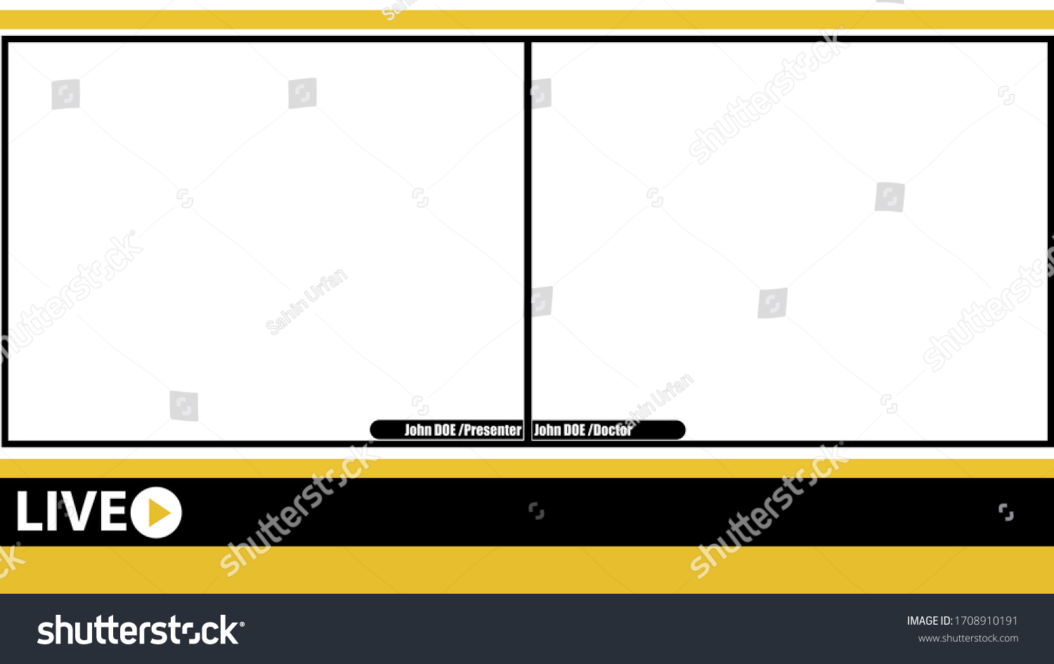Live Stream Yellow Template Equal Dimensions Stock Vector (Royalty Free ...