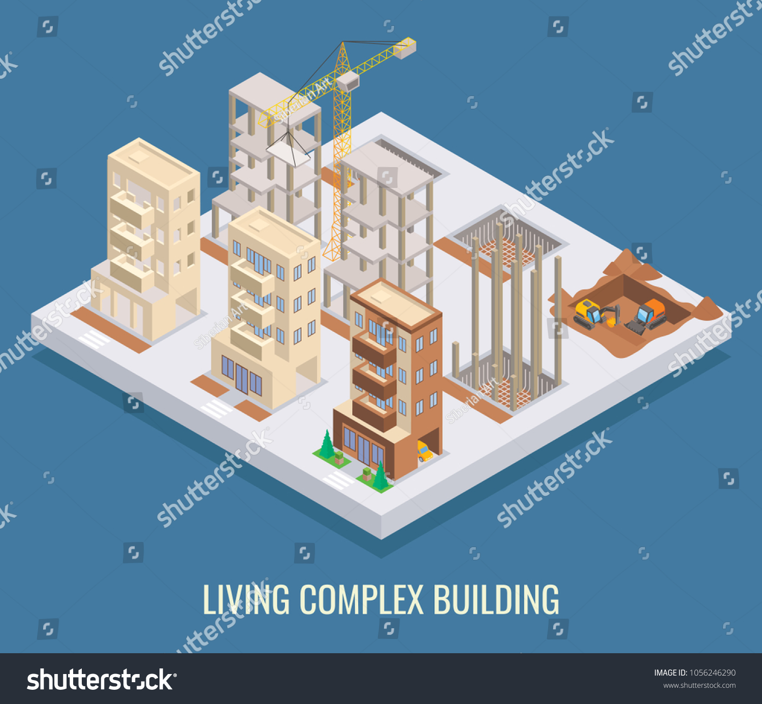 Living Complex Building Vector Flat Isometric Stock Vector (Royalty ...
