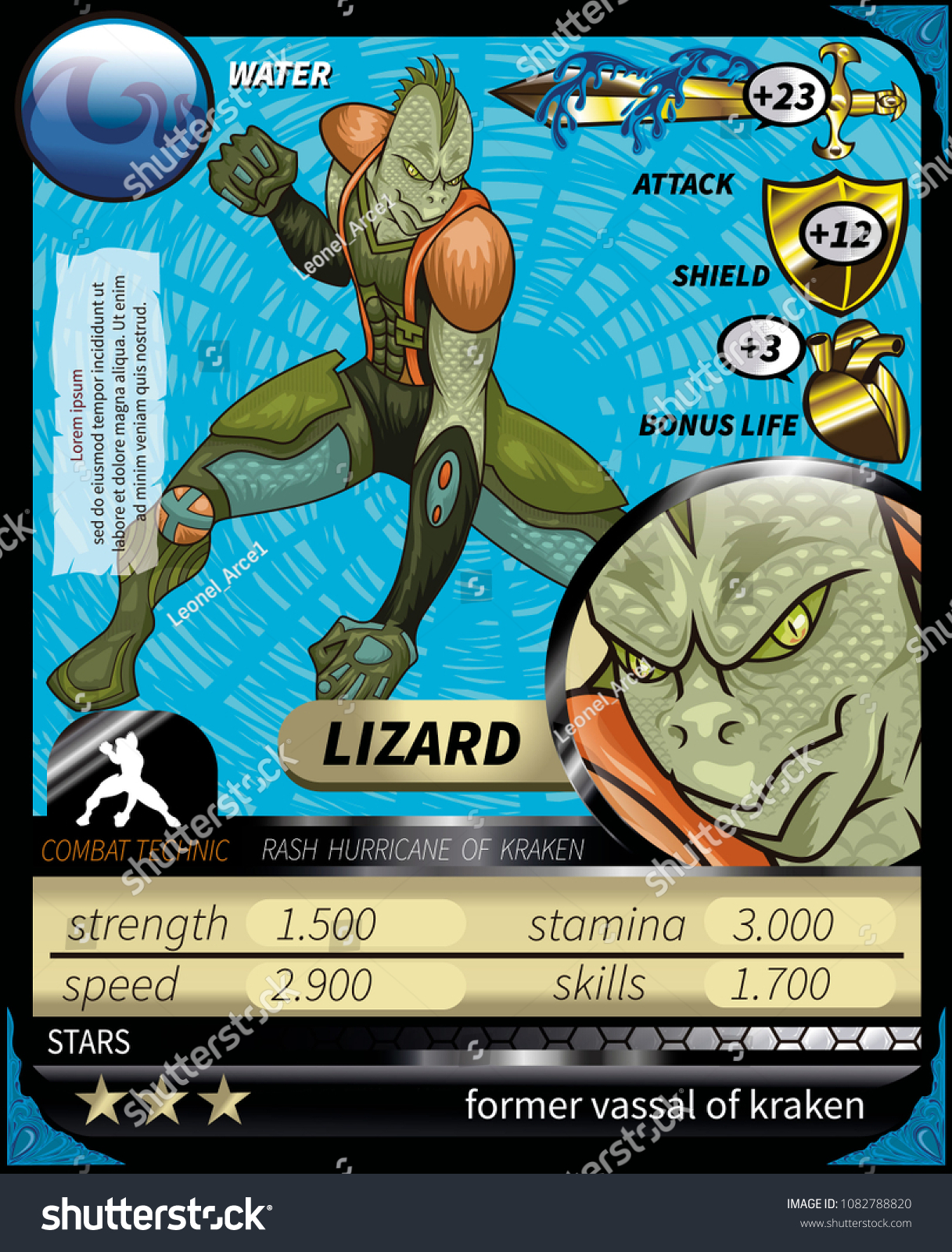 Lizard Character Game Card: vector de stock (libre de regalías ...