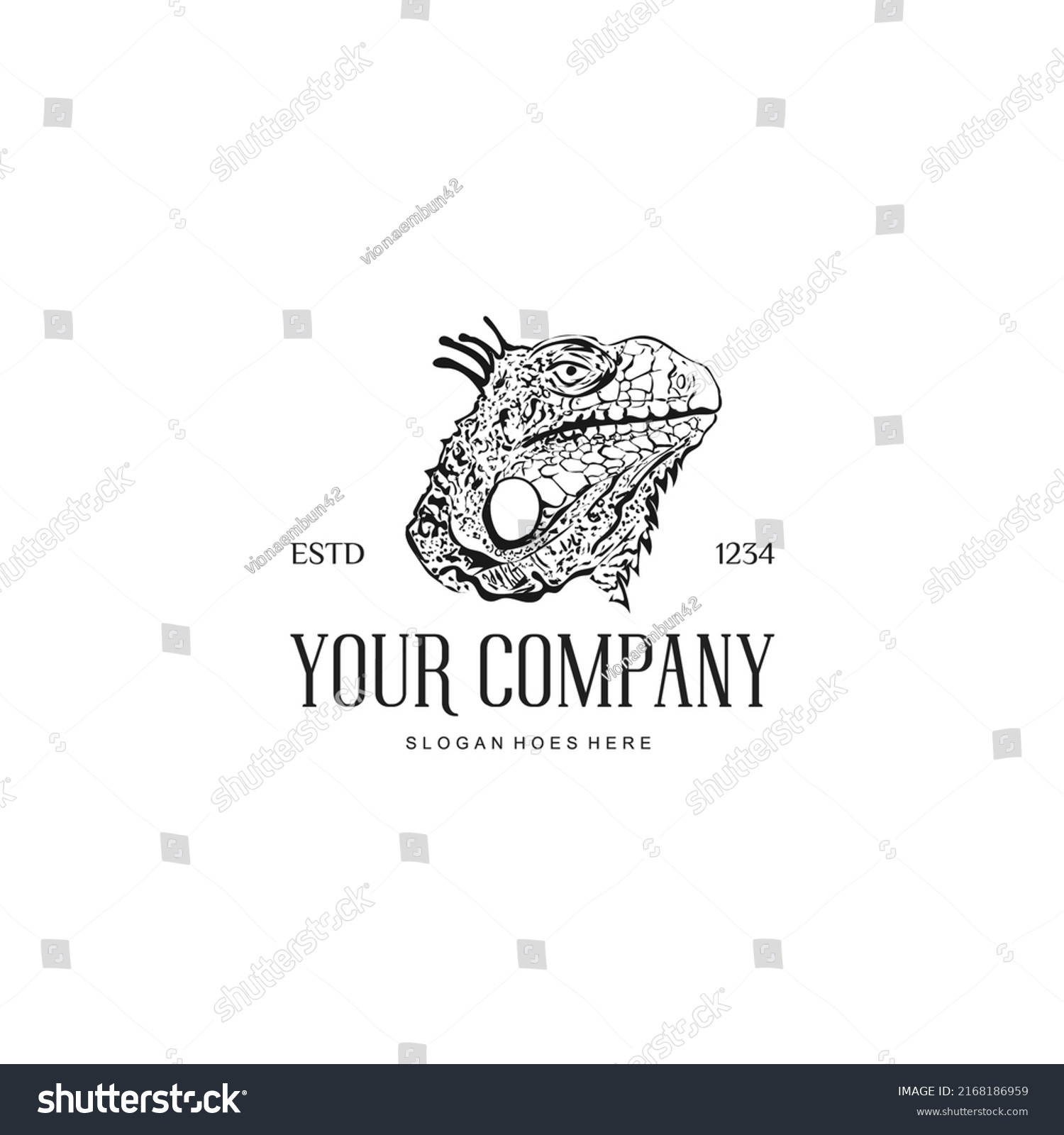 Lizard Head Hand Drawn Logo Classic Stock Vector (Royalty Free ...