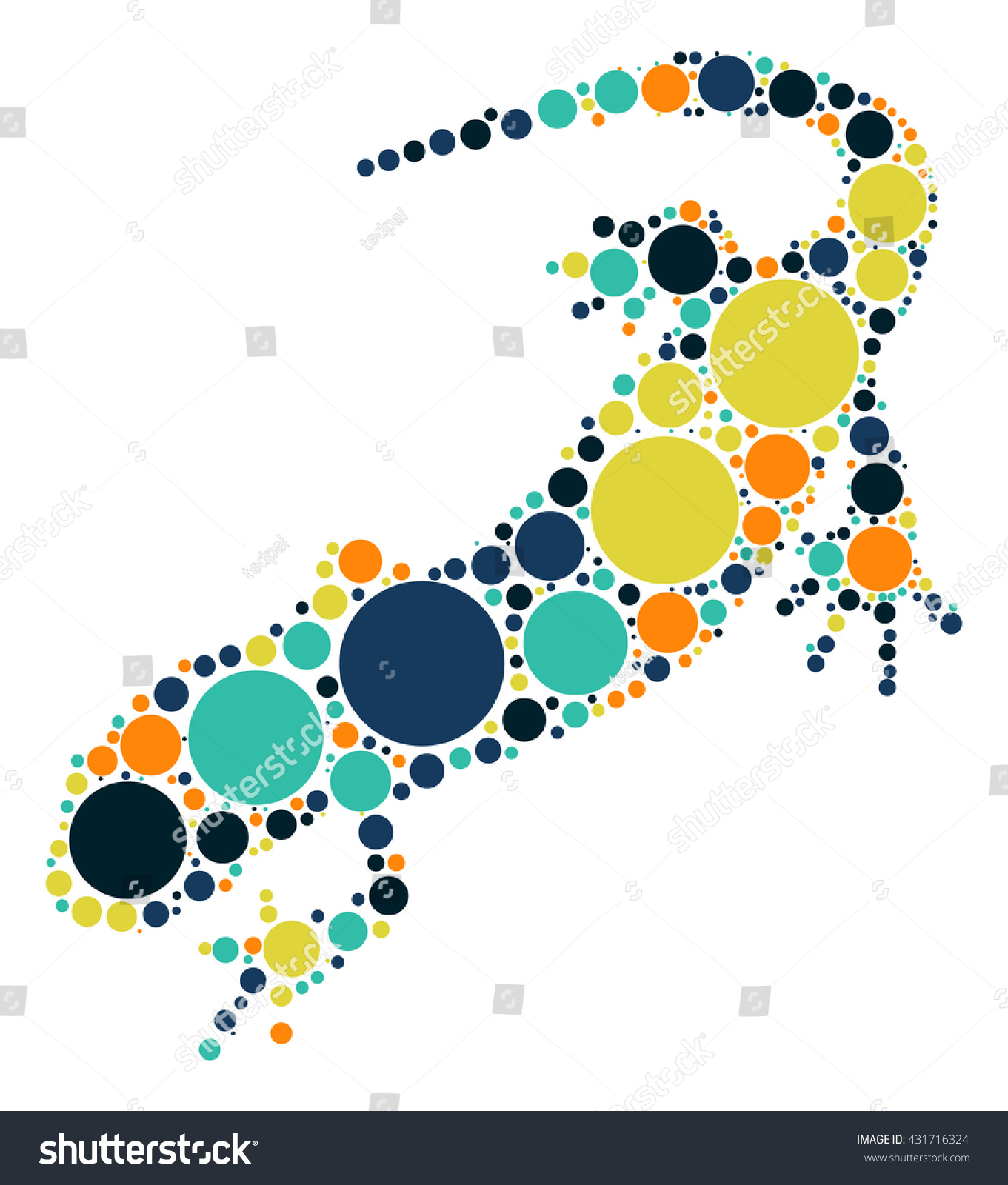 Lizard Shape Vector Design By Color Stock Vector (Royalty Free) 431716324
