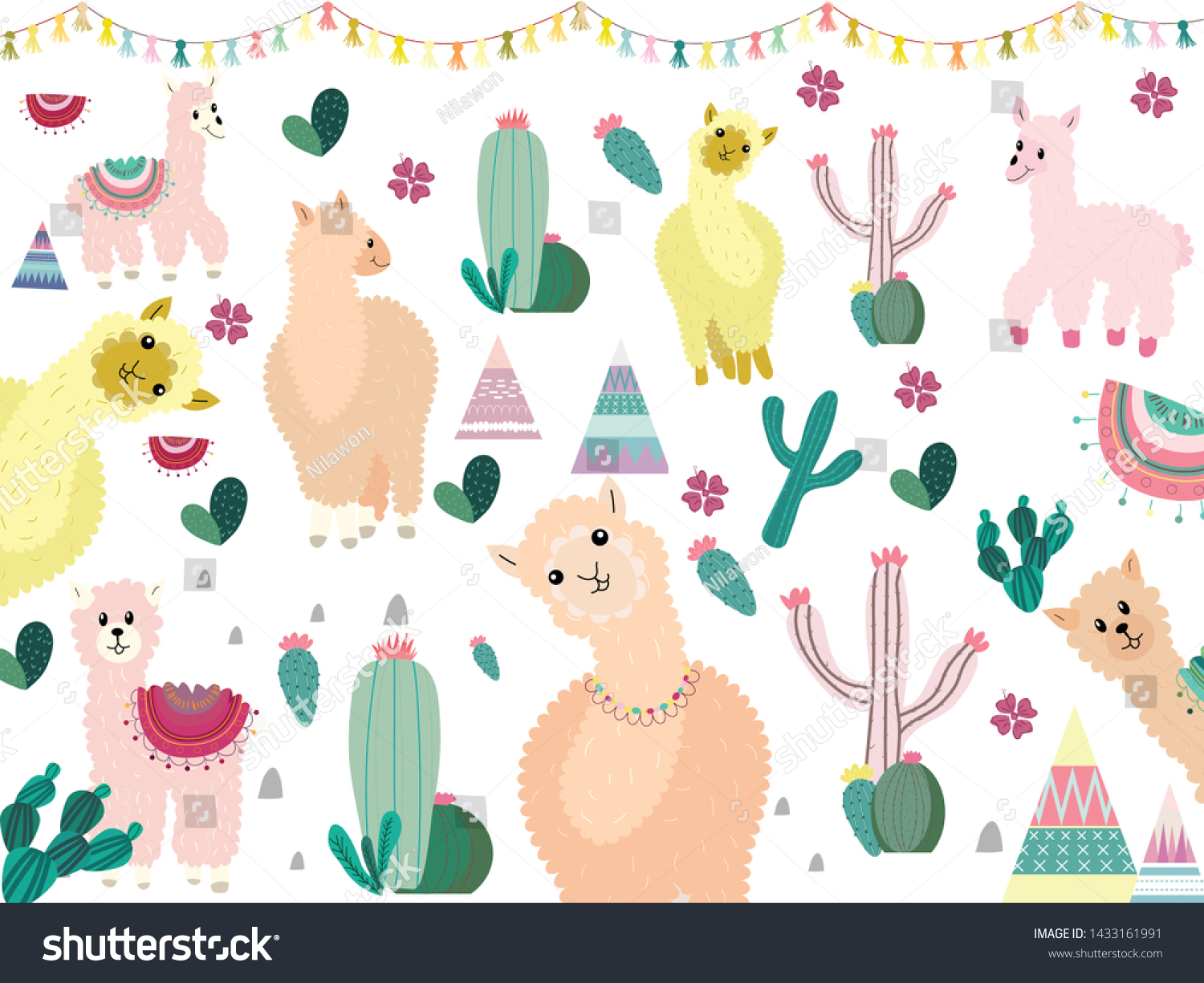 「Llama Cactus Clipart Bundleno Drama Llamas」のベクター画像素材（ロイヤリティフリー ...